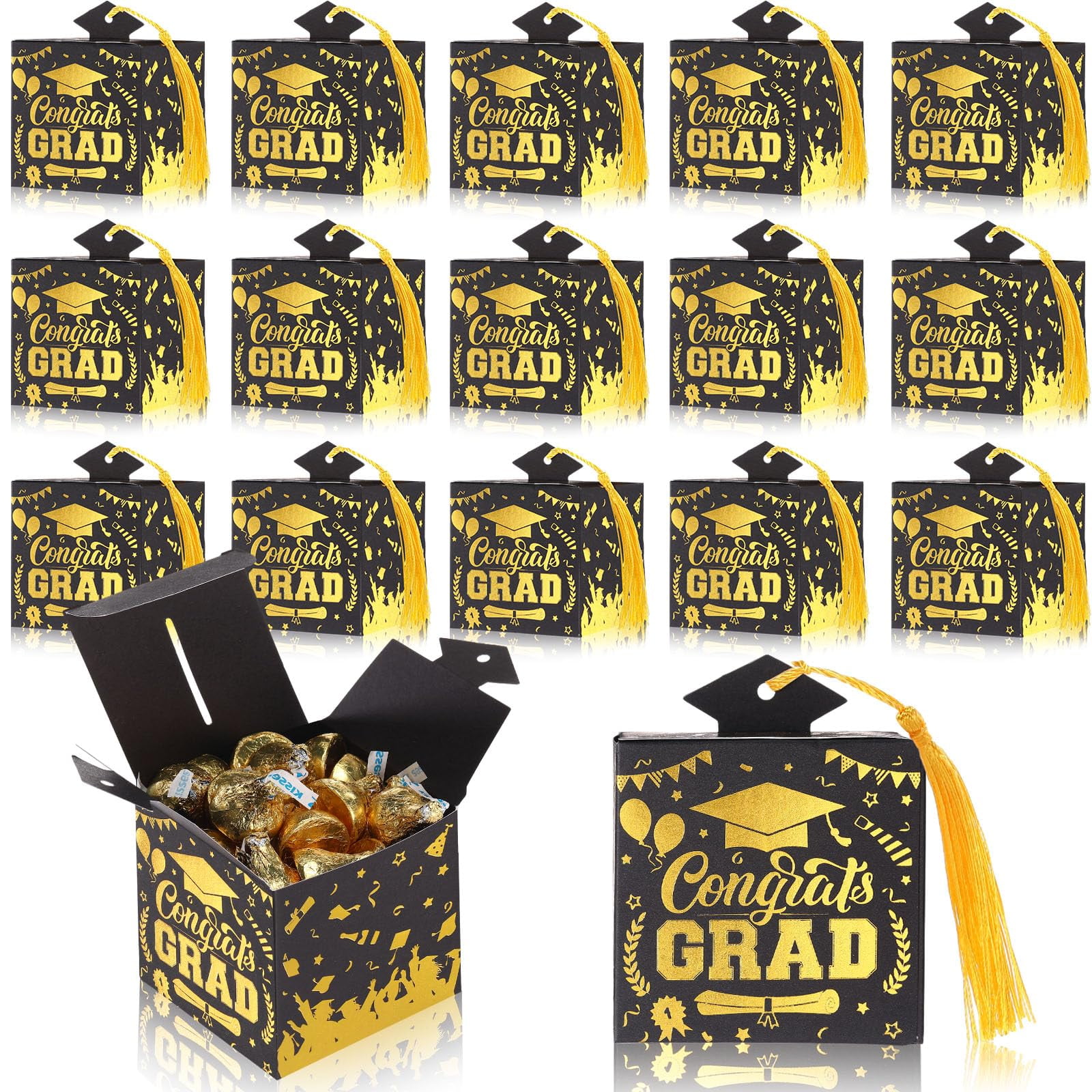 Tenceur 30 Pcs Graduation SSF20 Cap Gift Box 2025 Black and Gold ...