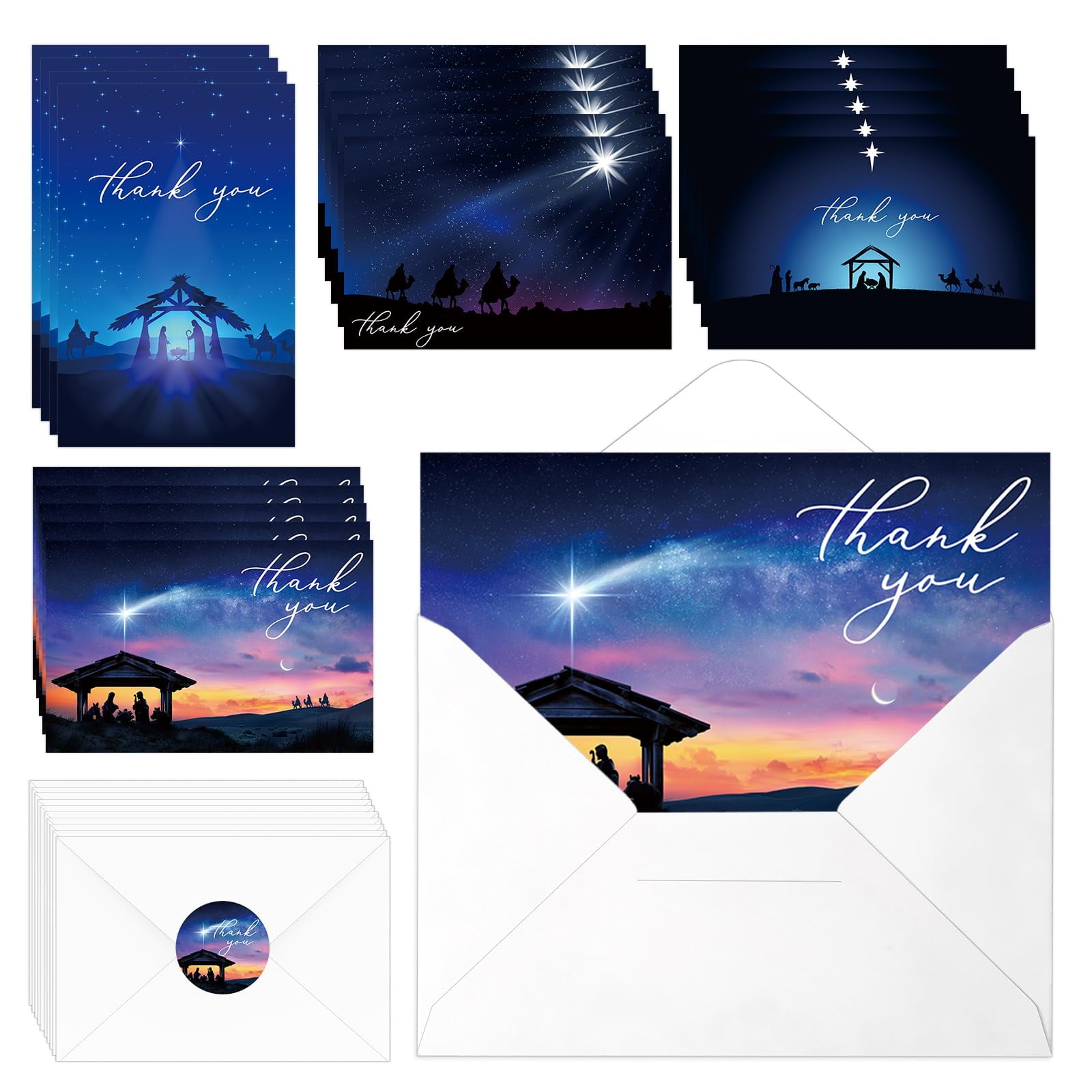 Tenceur 48 Sets Christmas Christian Cards with Envelopes Religious ...