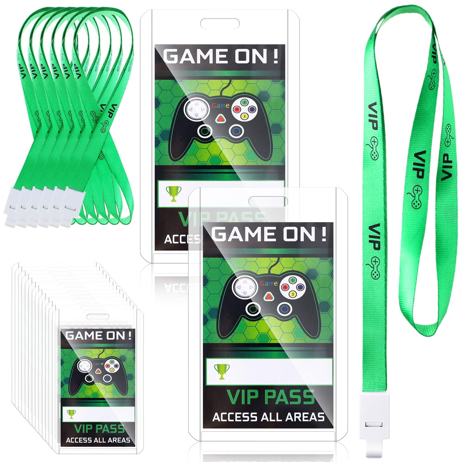 Tenceur 50 Pcs Video Game Party Favors VIP Lanyards Video Game ID Badge ...