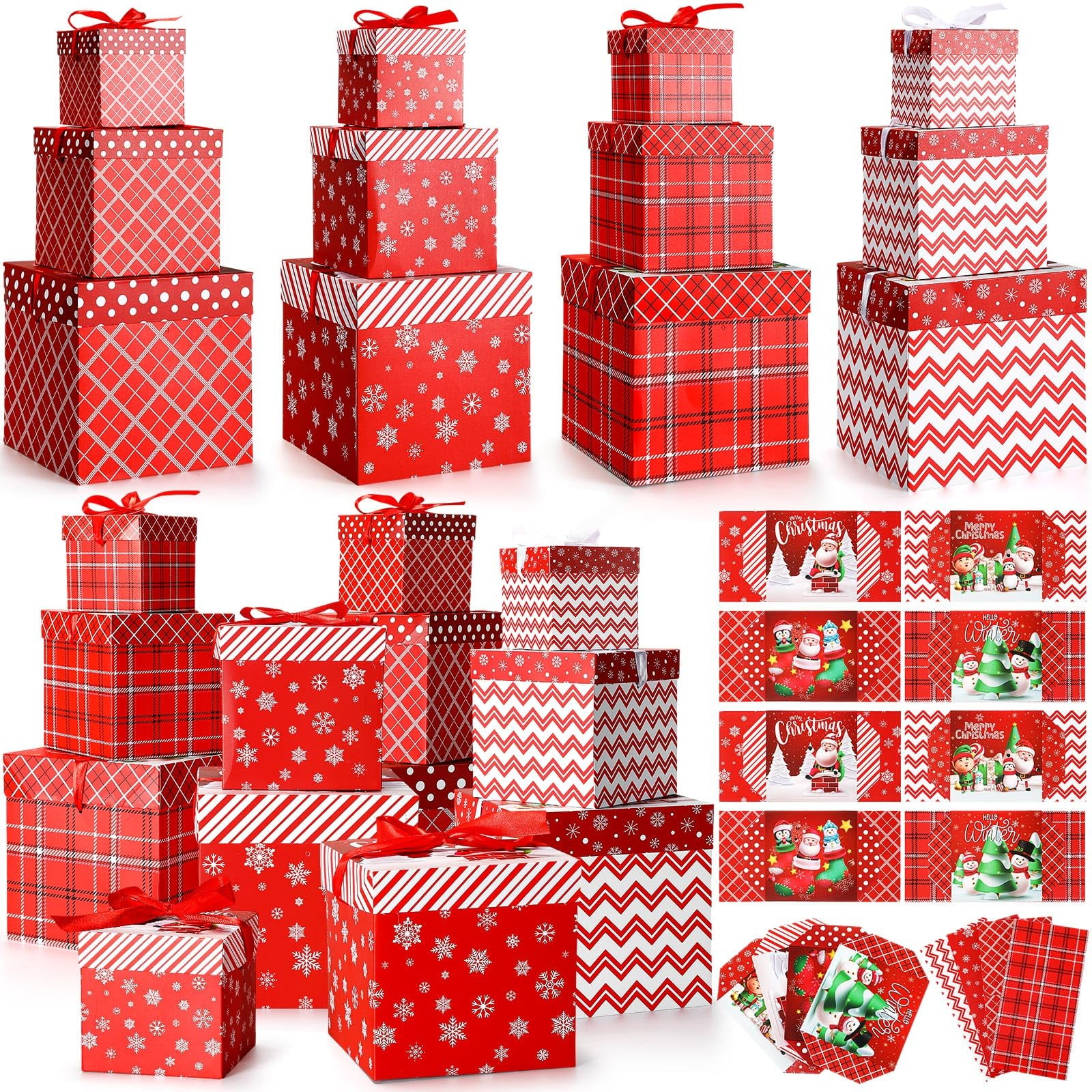 Tenceur 8 Sets Christmas YPF5 Nesting Gift Boxes with Lids 3 Assorted ...