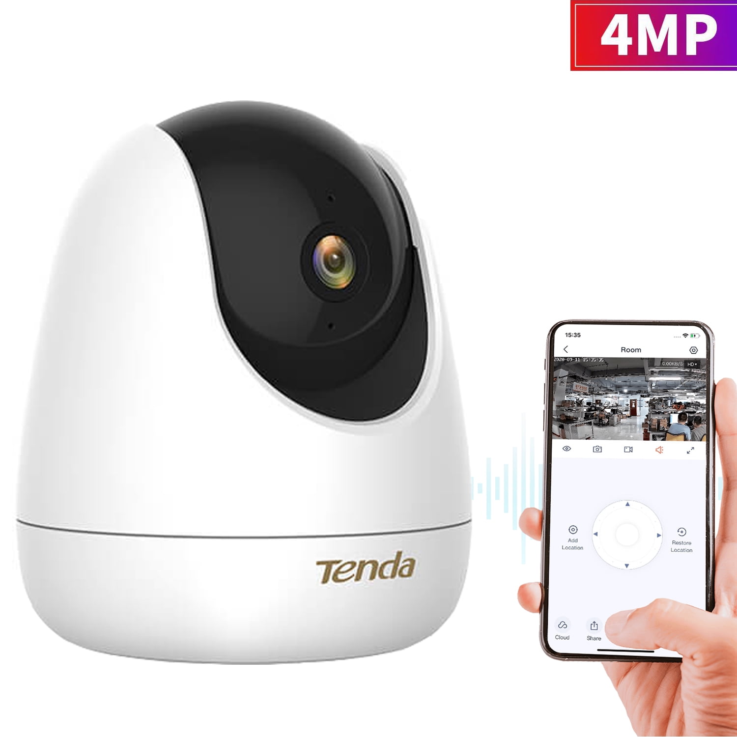 Tenda CP7 Home Smart Intelligent Indoor 4MP Security Pan/Tilt Camera ...