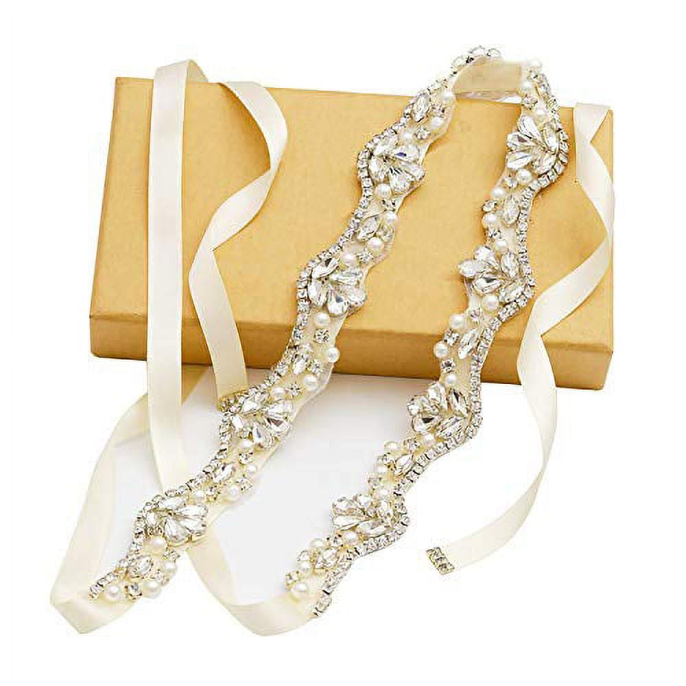 Tendaisy Women's Crystal Bridal Belt Rhinestone Pearls Sashes Wedding ...