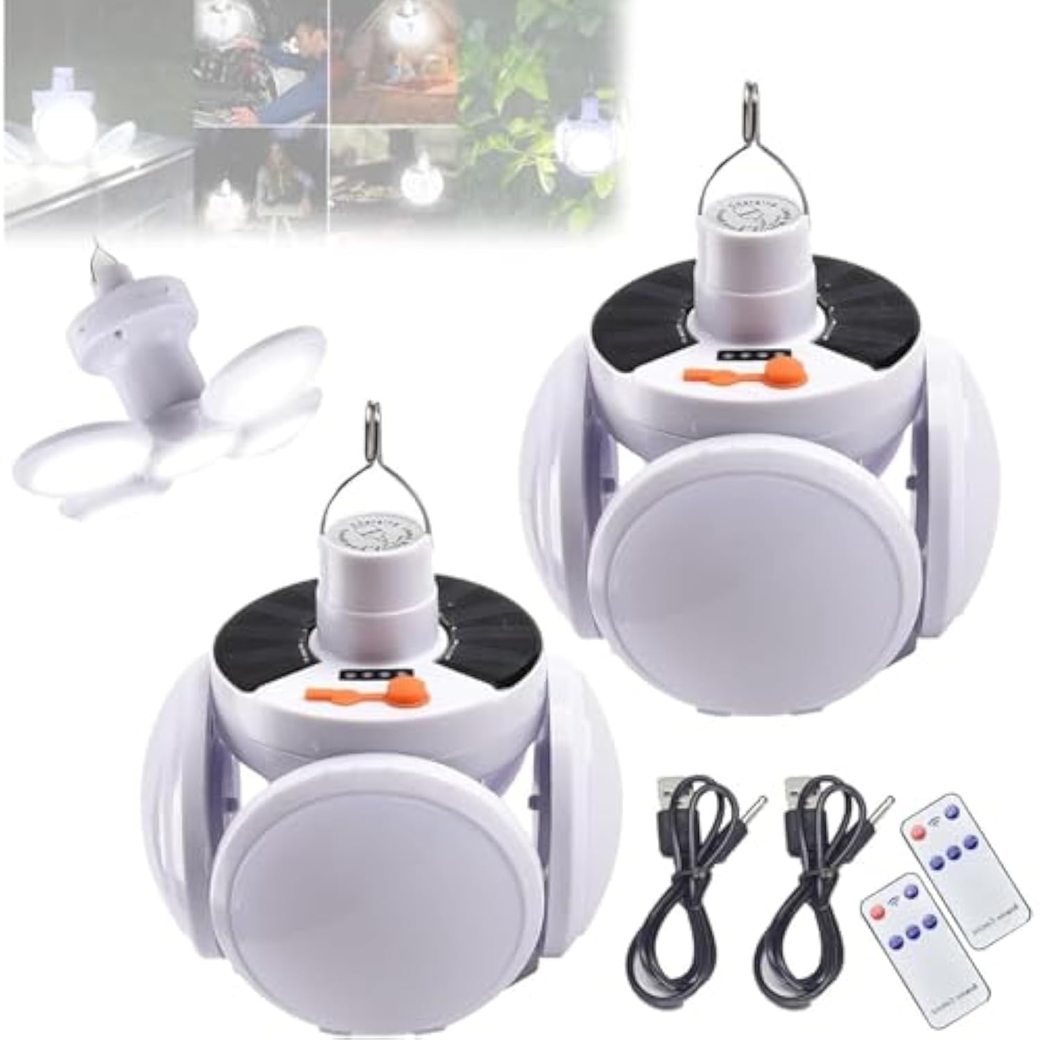 Tenddaily 2 in 1 Folding Solar Lamp , Solar Rechargeable Hooked Camping ...