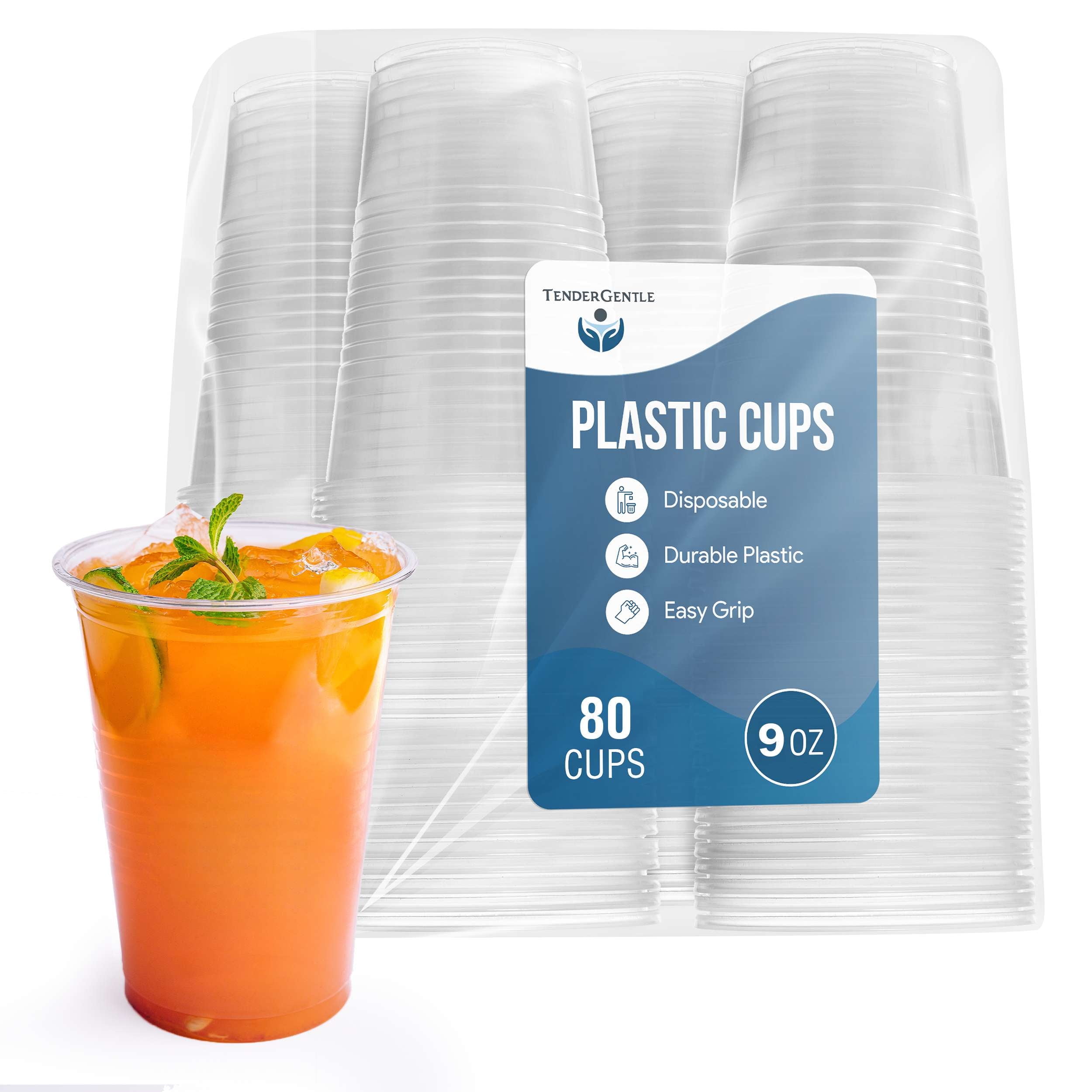 TENDERGENTLE 9 Oz Clear Plastic Cups Disposable Party Dinner Cups with ...