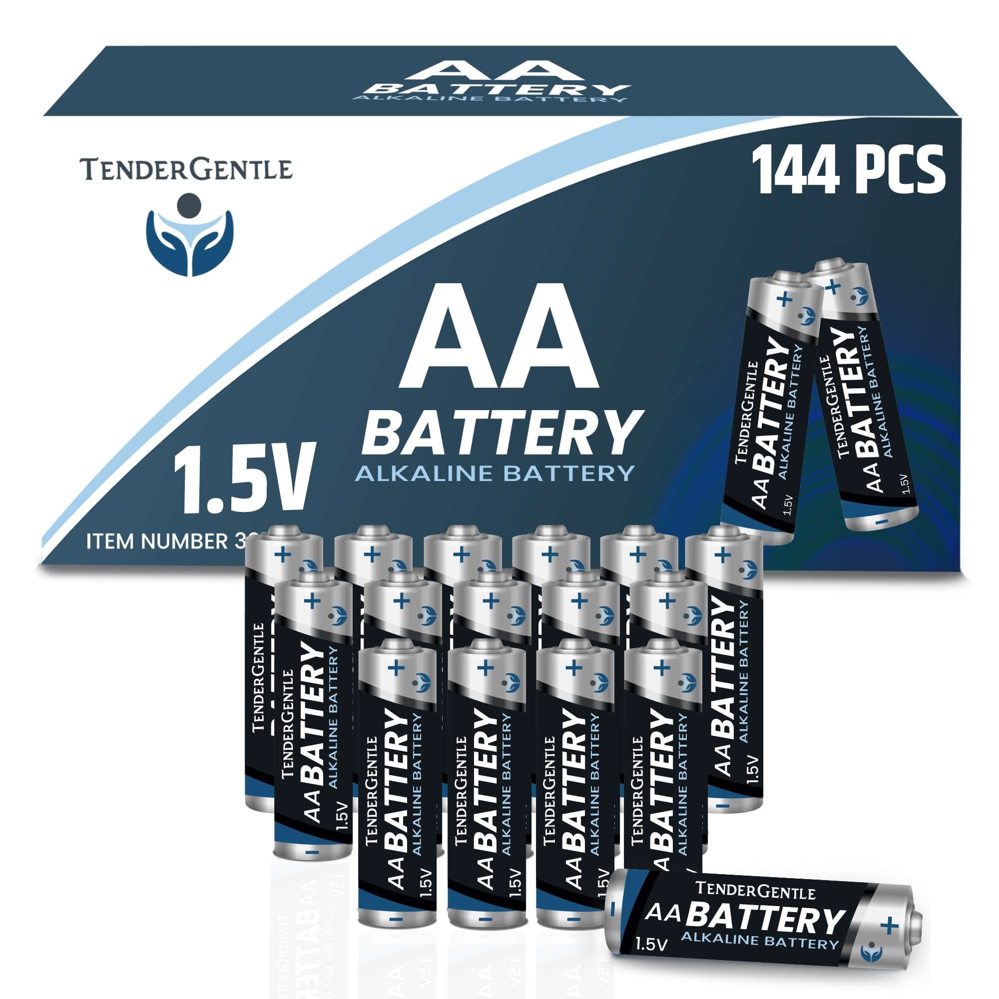 Tender Gentle AA Batteries 144 Pack - Alkaline Triple a Batteries, Long ...