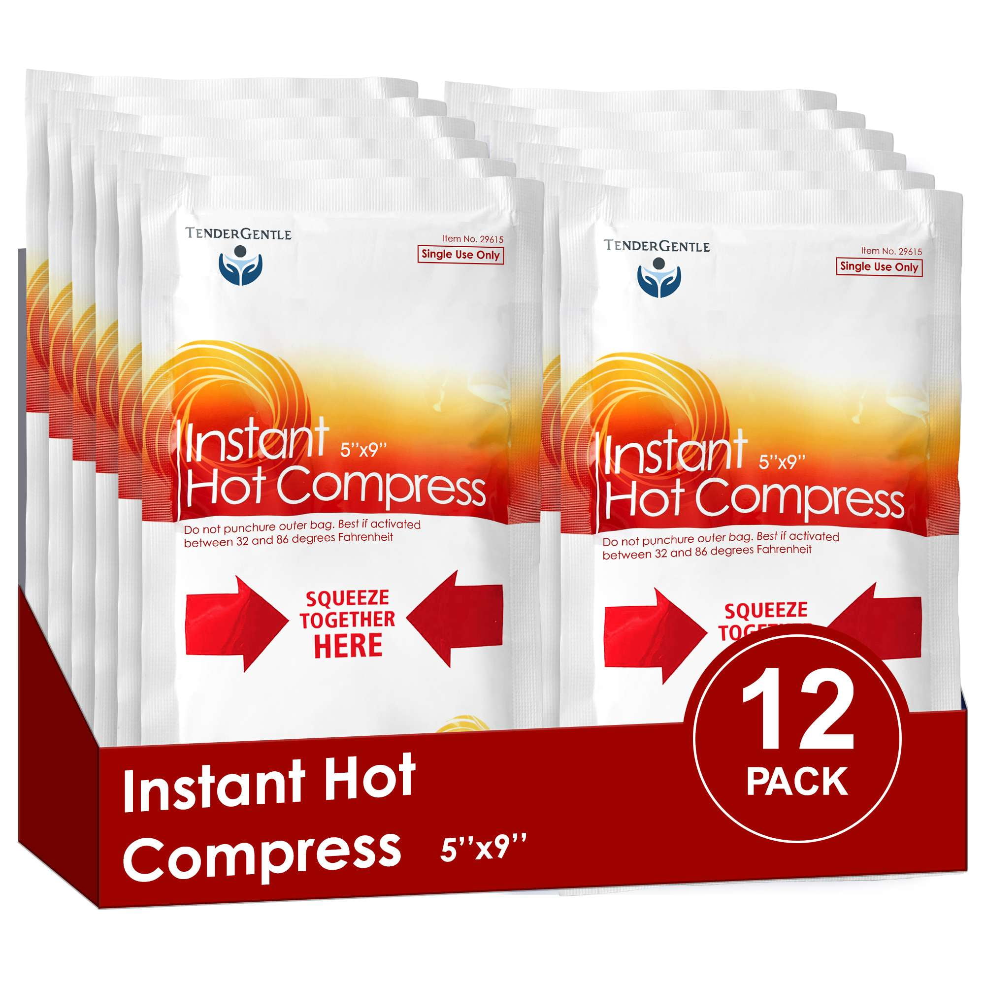 Tender Gentle Instant Hot Compress - 12 Hot Packs for Pain Relief, Sore ...
