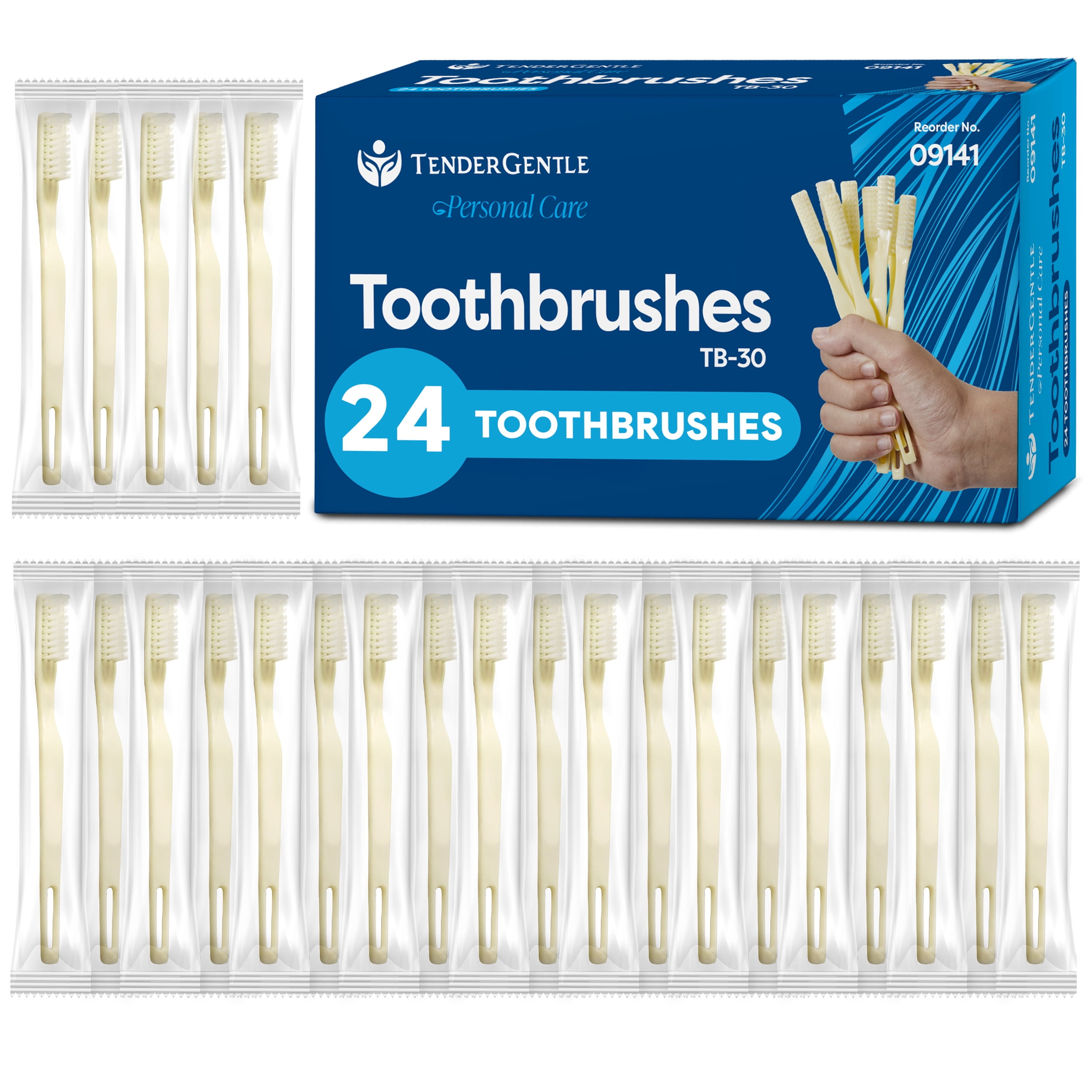 Tender Gentle Medium Soft Toothbrushes 24 ct. Individually Wrapped ...