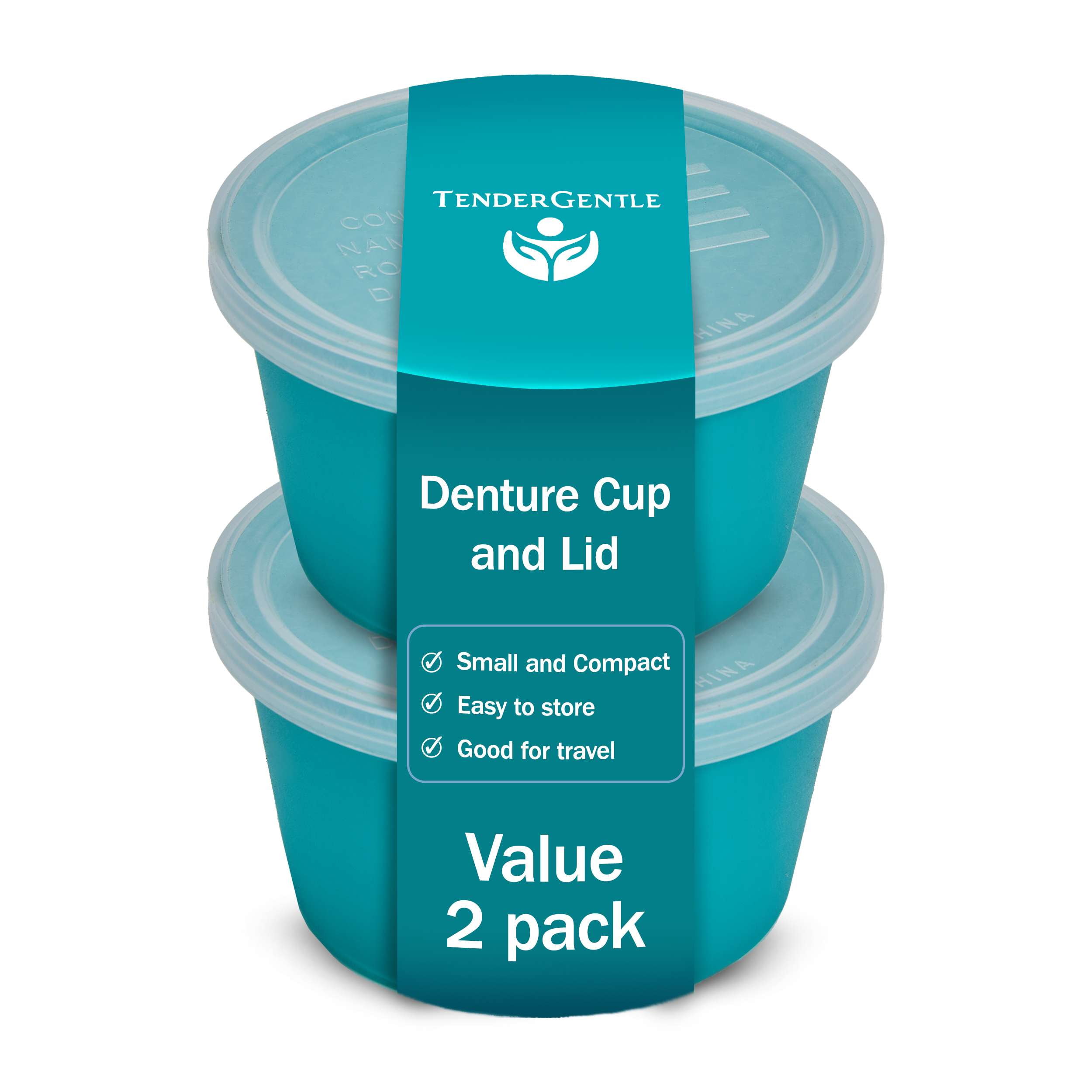 TENDERGENTLE Denture Storage Container with Lid Pack of 2 Durable Cups ...