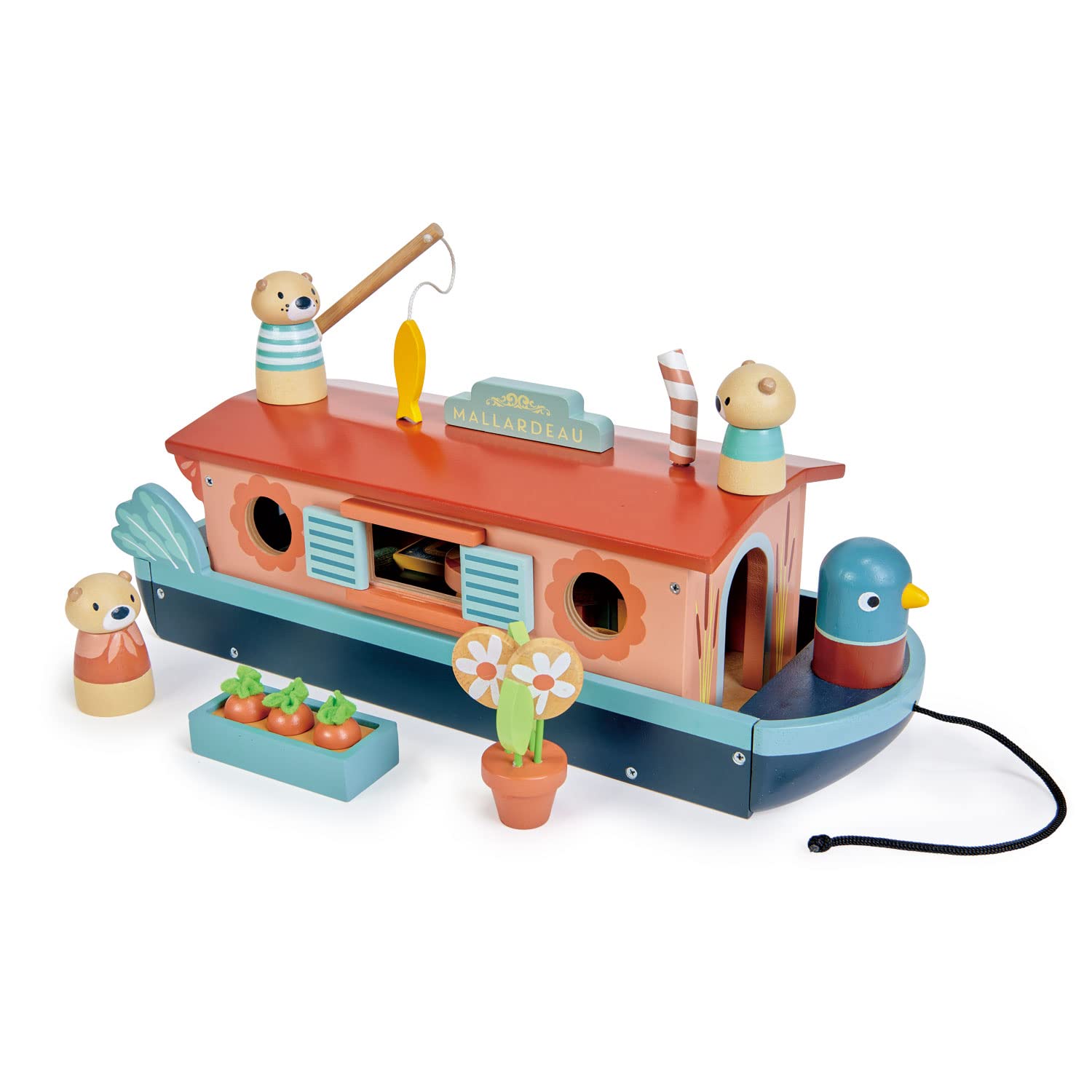 Tender Leaf Toys - Little Otter Canal Boat - 23 Pcs Furnished Wooden ...