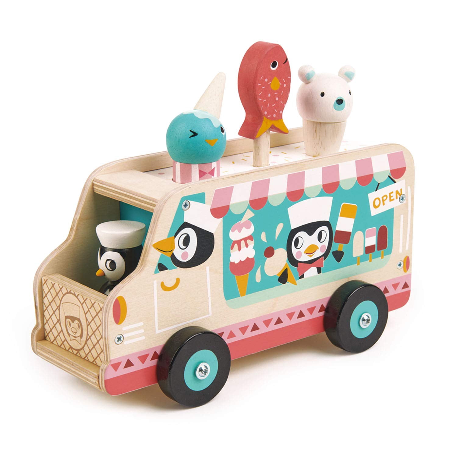 Tender Leaf Toys - Penguin’s Gelato Van - Food Truck Style Pretend Food ...