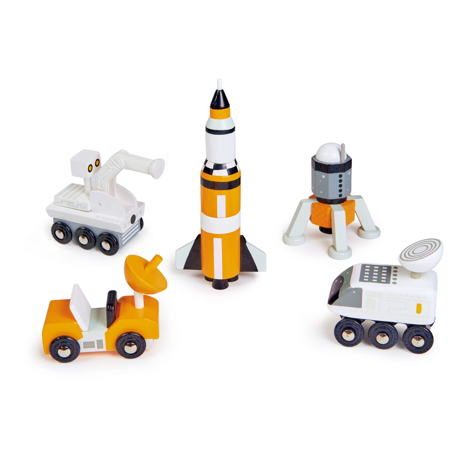 Tender Leaf Toys - Space Voyager Set - 7 Piece Solid Wood Space Vehicle ...