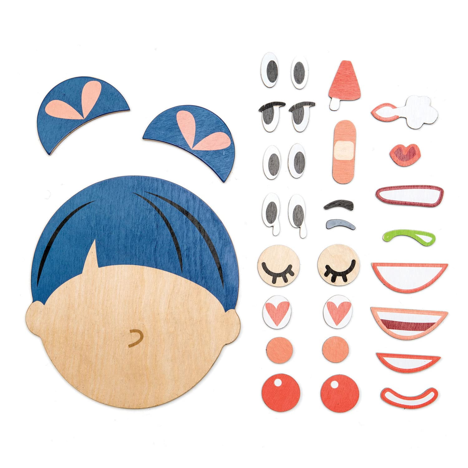 Tender Leaf Toys ‚Äì What‚Äôs Up - 32 Pc Wooden Magnetic Puzzle Face ...