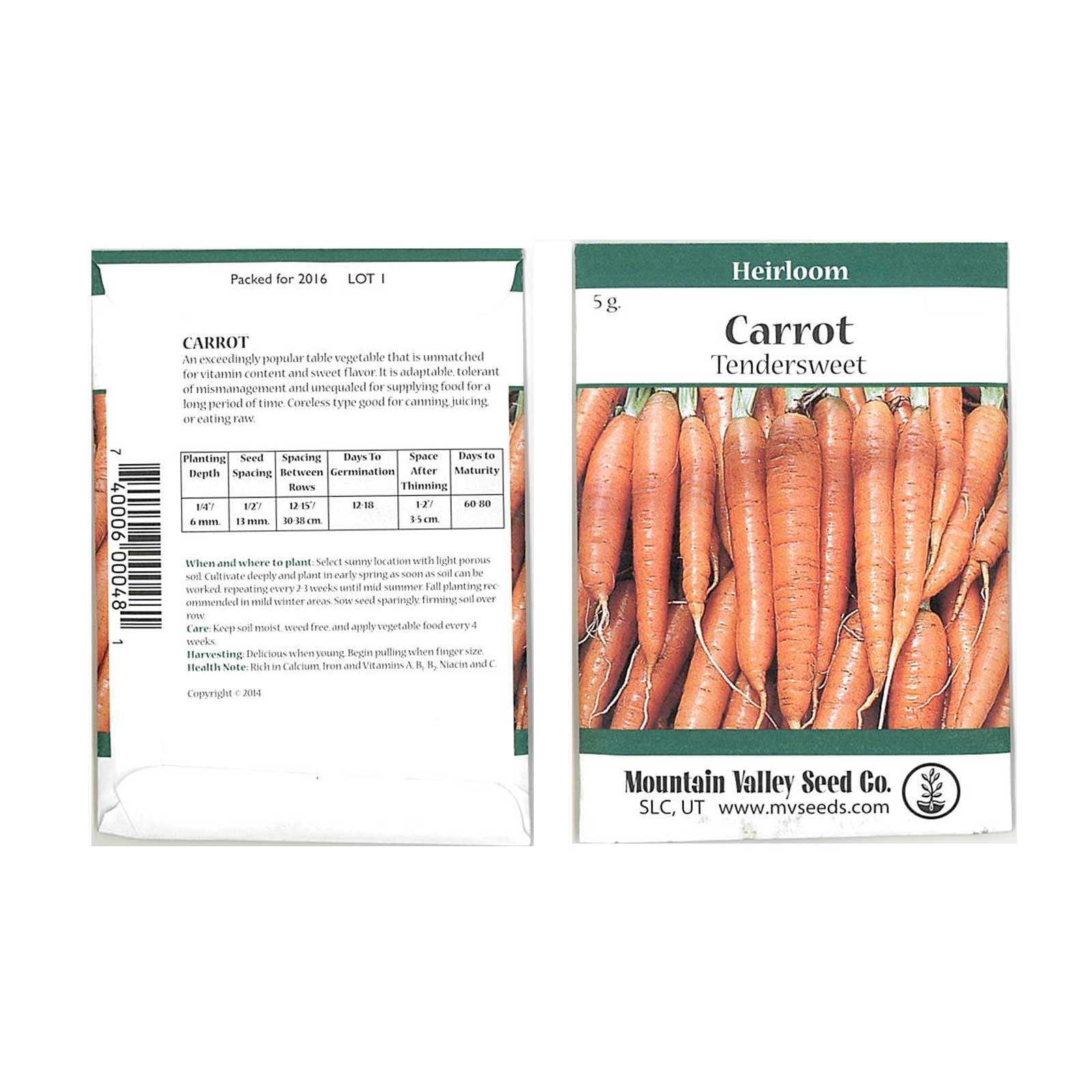 Tendersweet Carrot Seeds - 5 Gram Packet - Non-GMO, Heirloom Vegetable ...