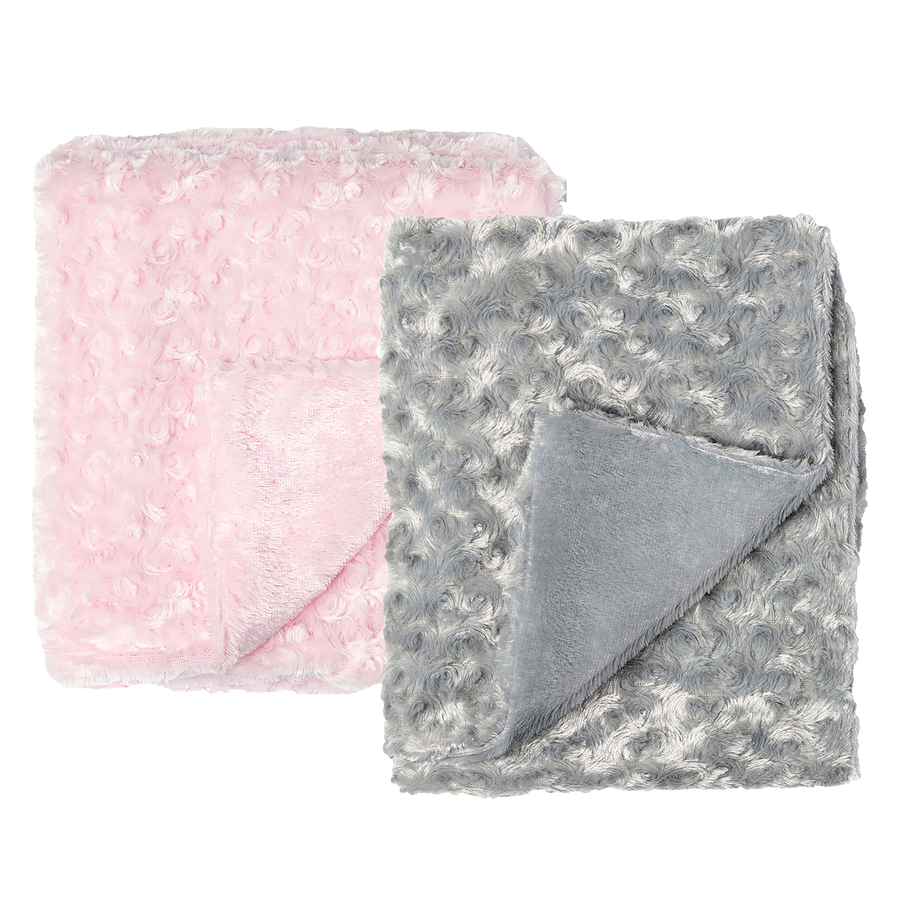 Necessities by Tendertyme Baby Girls 2 Count Curly Plush Pink Blankets ...