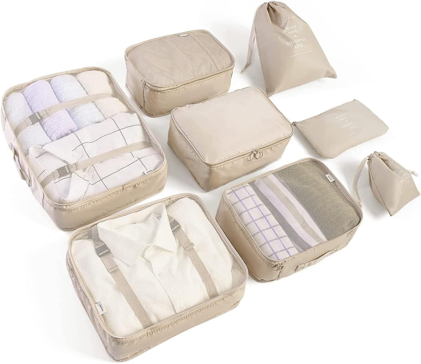 Tendry Polyester 8-Piece Packing Cubes, Beige, 8 Count - Walmart.com
