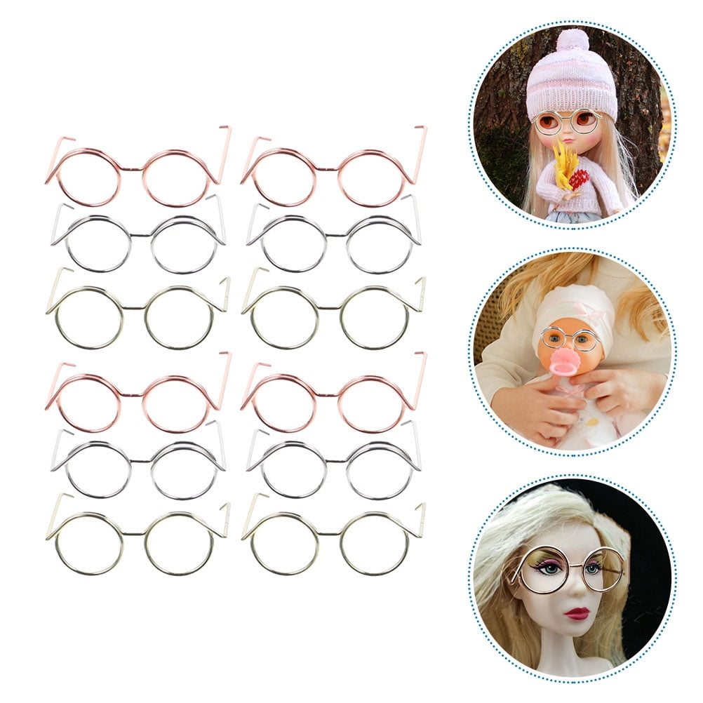 UPKOCH 12pcs Miniature Doll Glasses Copper Wire Glasses Doll ...