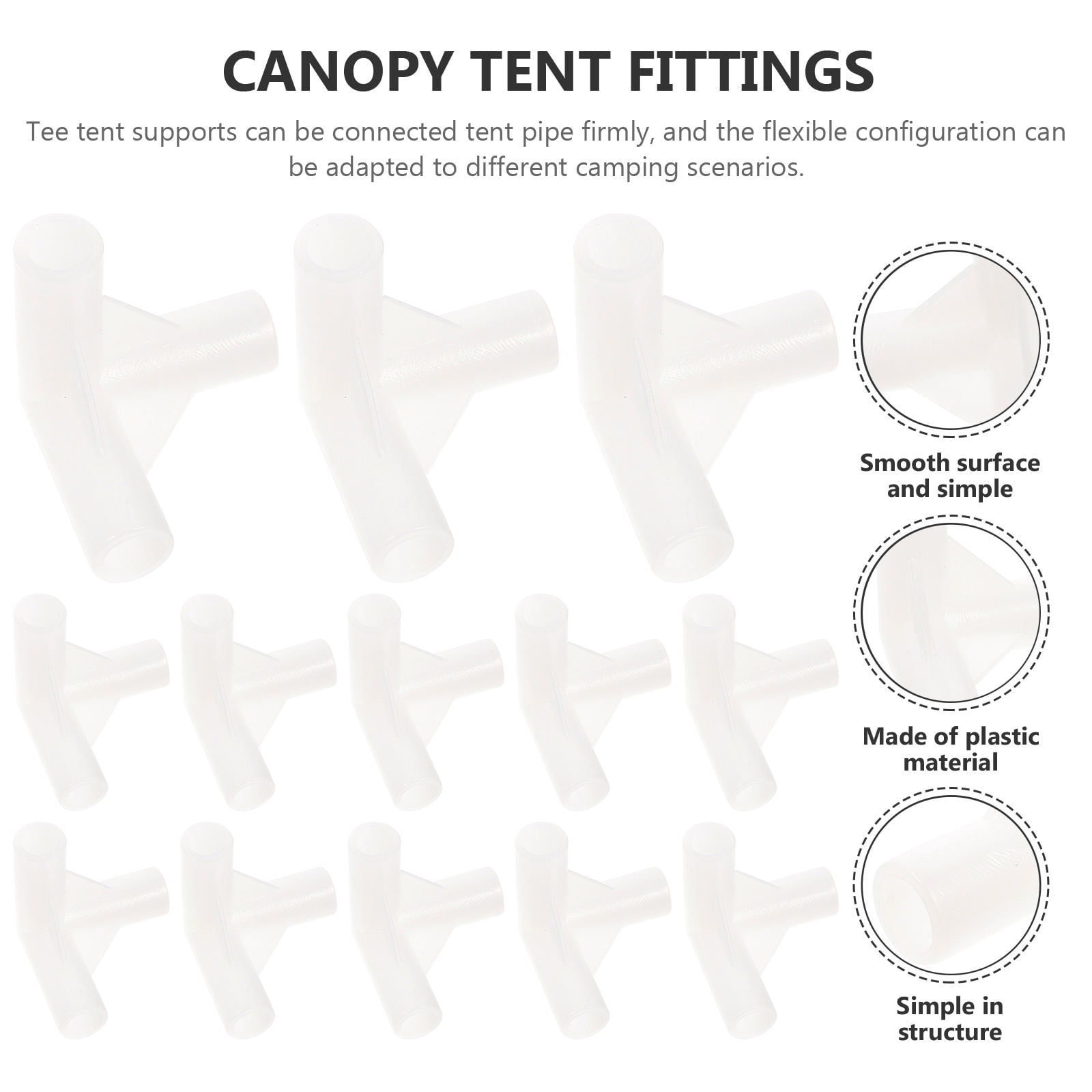 UPKOCH 20 Pcs Fittings Attachment Tee Joint Canopy Connector Awning ...