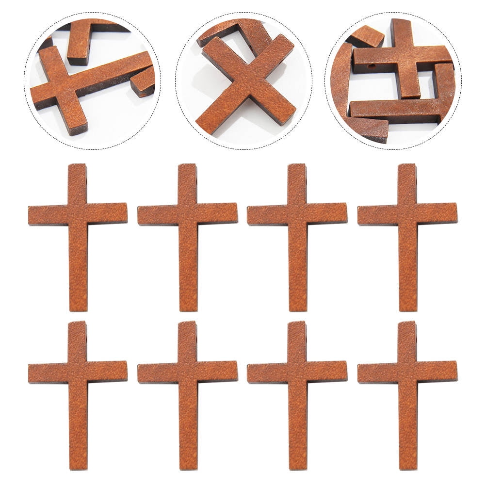 UPKOCH 25 Pcs Wooden Cross Multi-purpose DIY Charm Mini Crosses ...