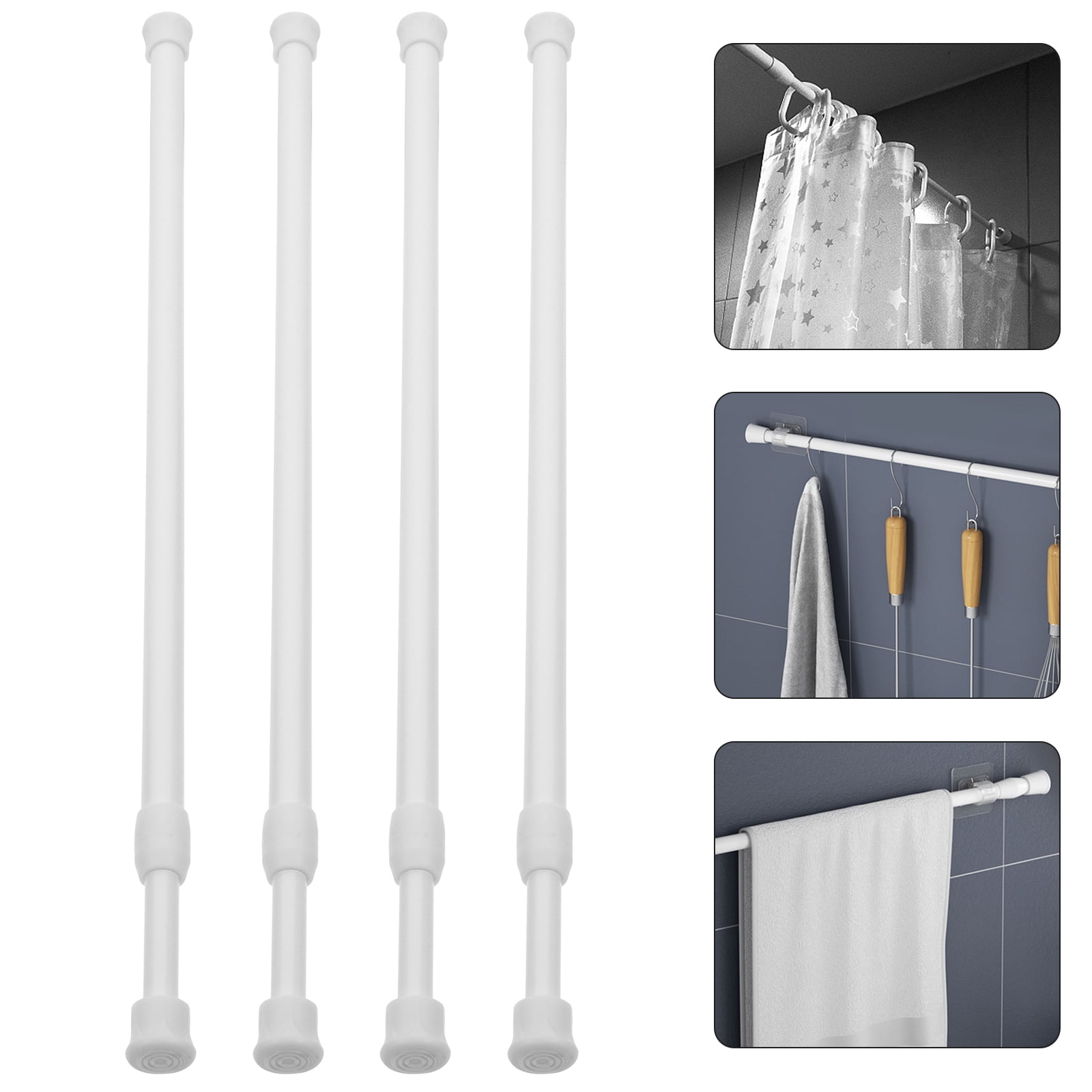 Tendycoco 4 Pcs Spring Tension Extending Hole-free Curtain Rod Cabinet ...