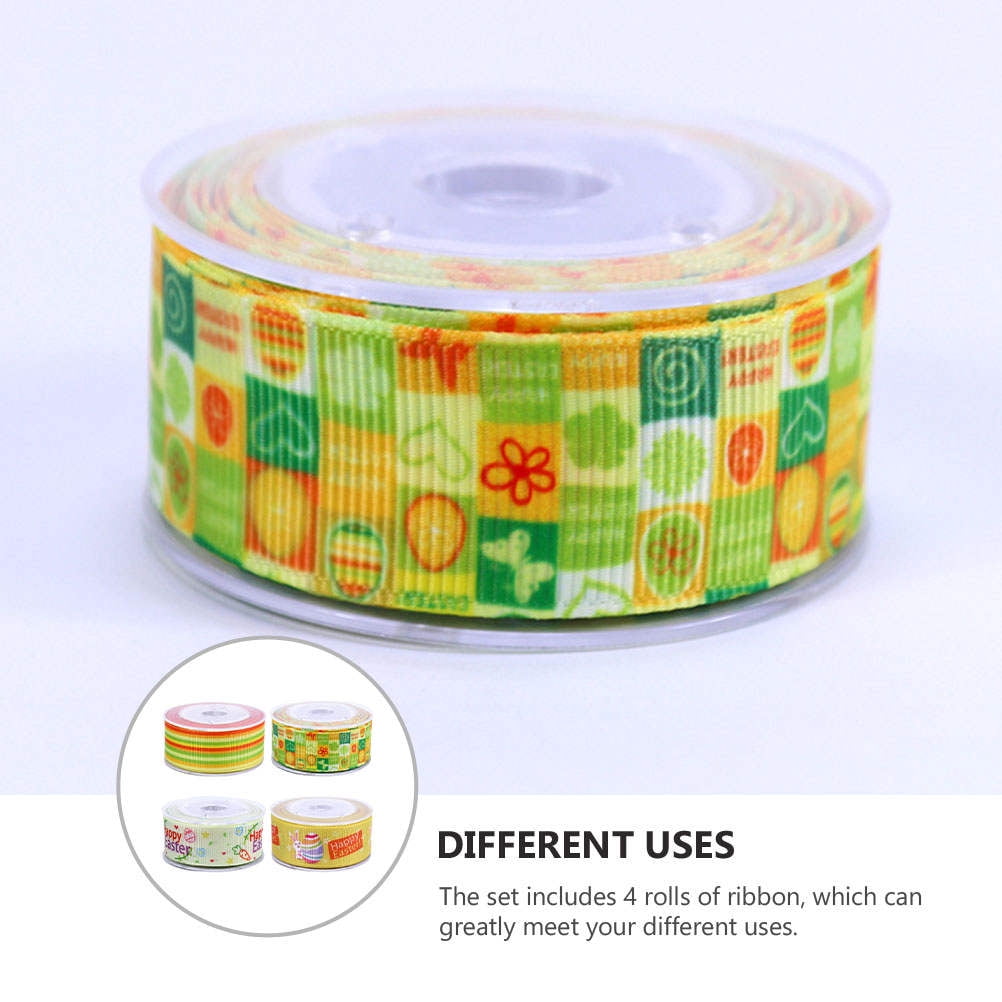 UPKOCH 4 Rolls Threaded Hair Accessories Wide Lace Ribbon Silk Ribbons ...