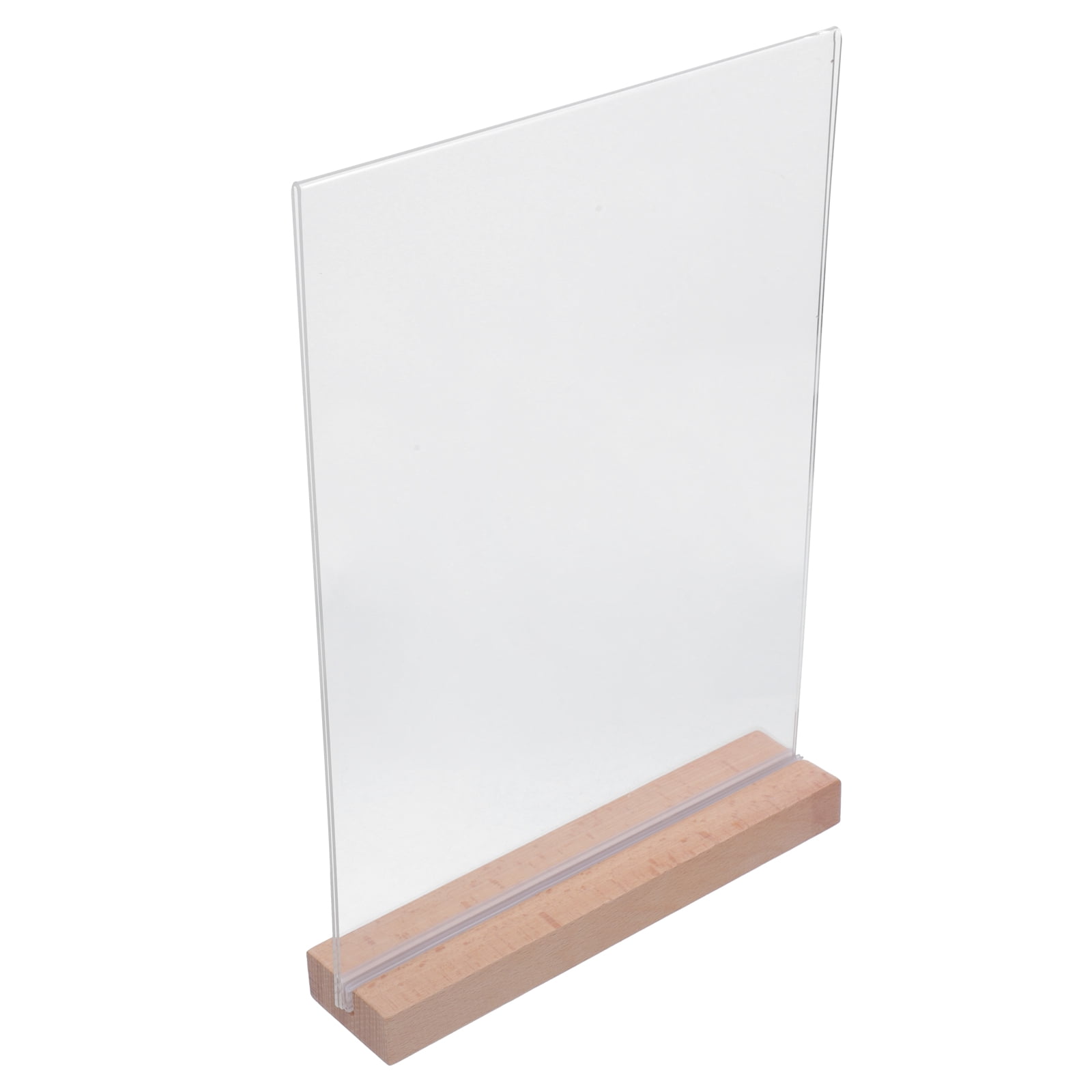 UPKOCH Transparent Acrylic Sign Holder with Wood Base for Display T ...