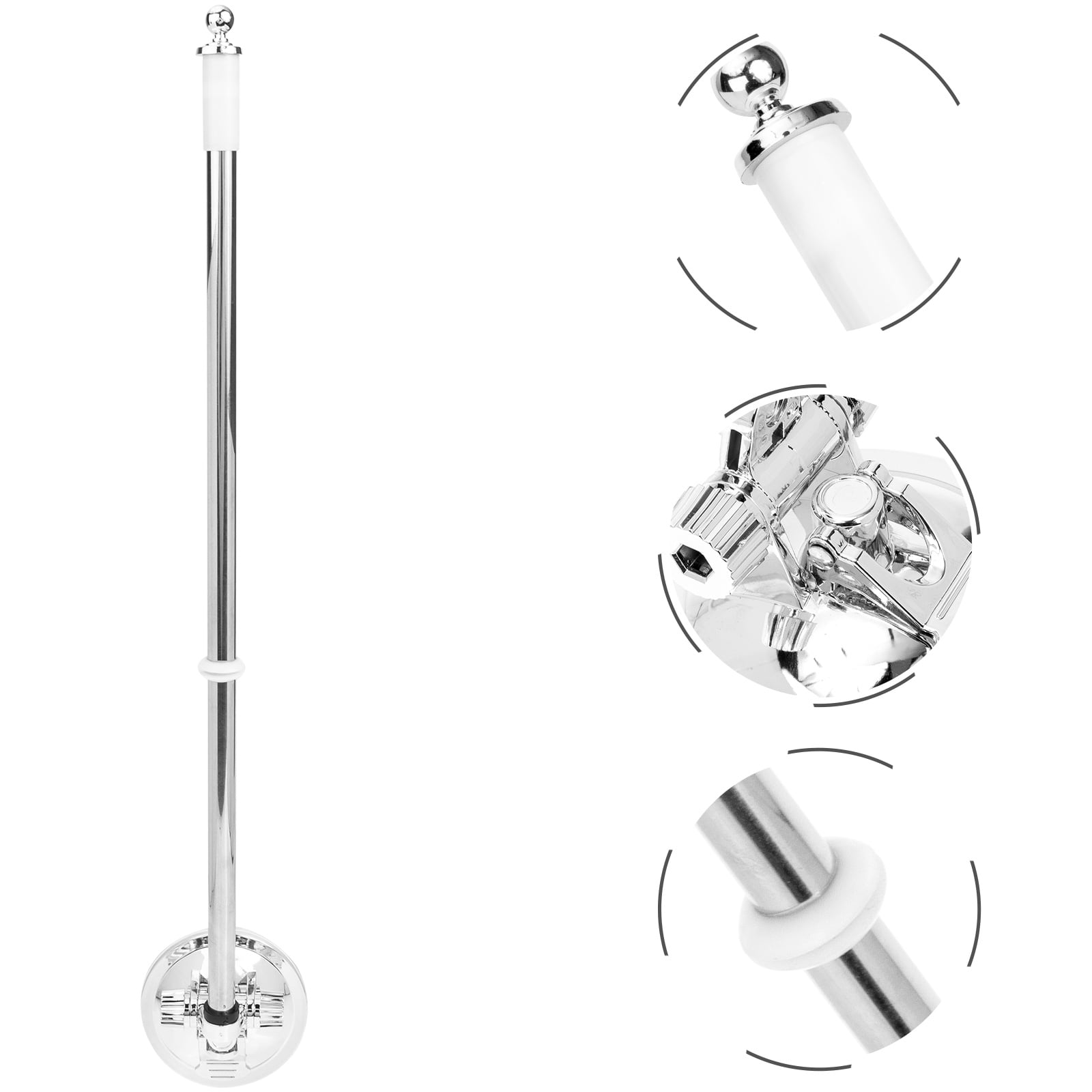 UPKOCH Flag Pole Display Holder Suction Cup Flagpole Base Silver 1Set ...