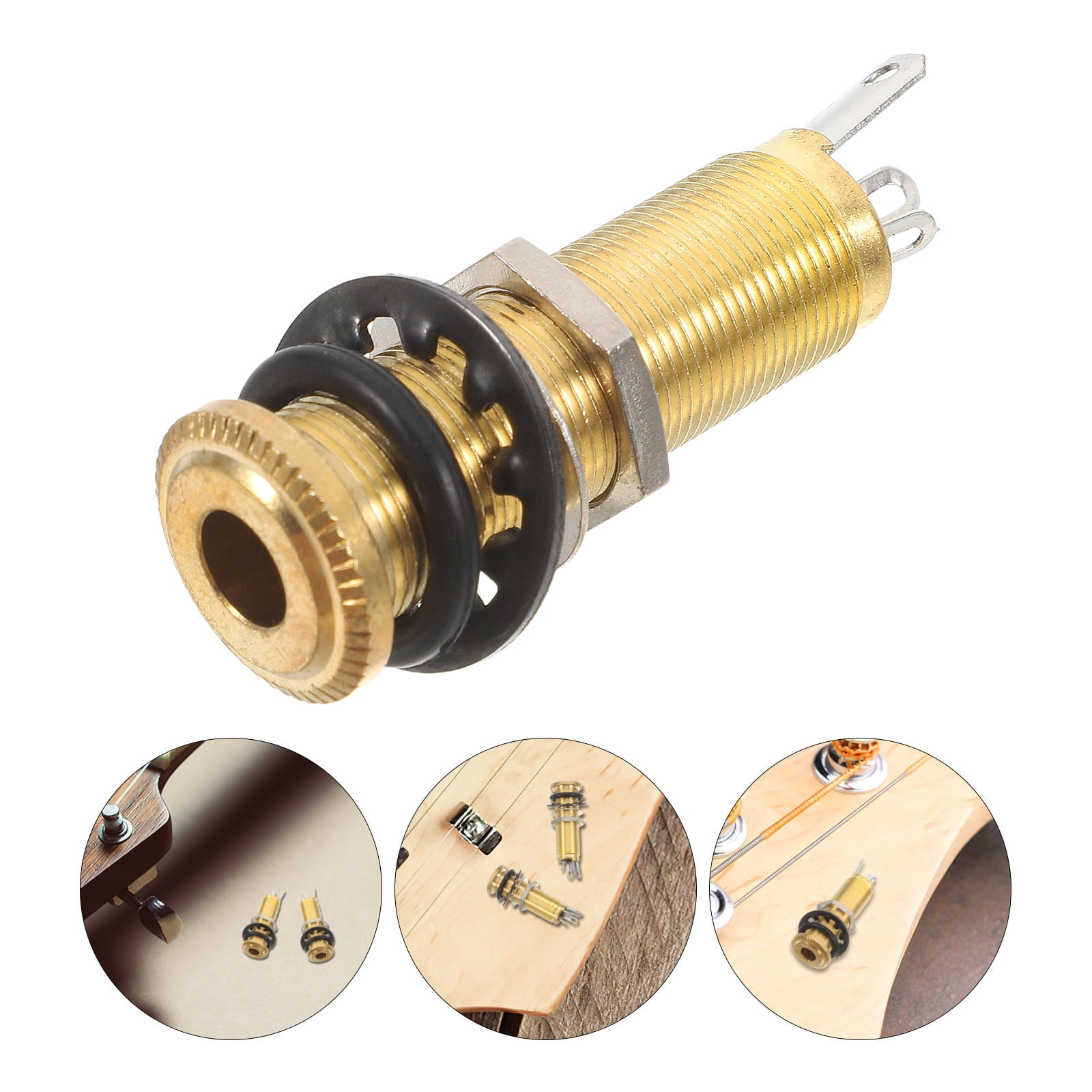 UPKOCH Threaded Cylinder Output Jack Flush Mount Stereo Mono Jack Plug ...