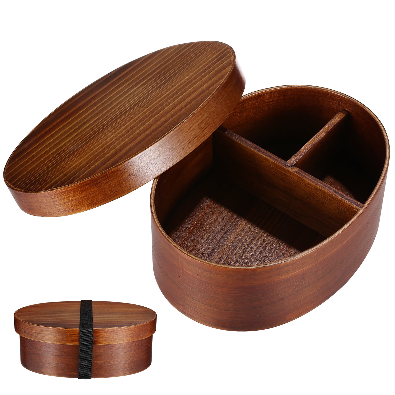 UPKOCH Wooden Lunch Box Japanese Bamboo Oval Portable Container Man ...