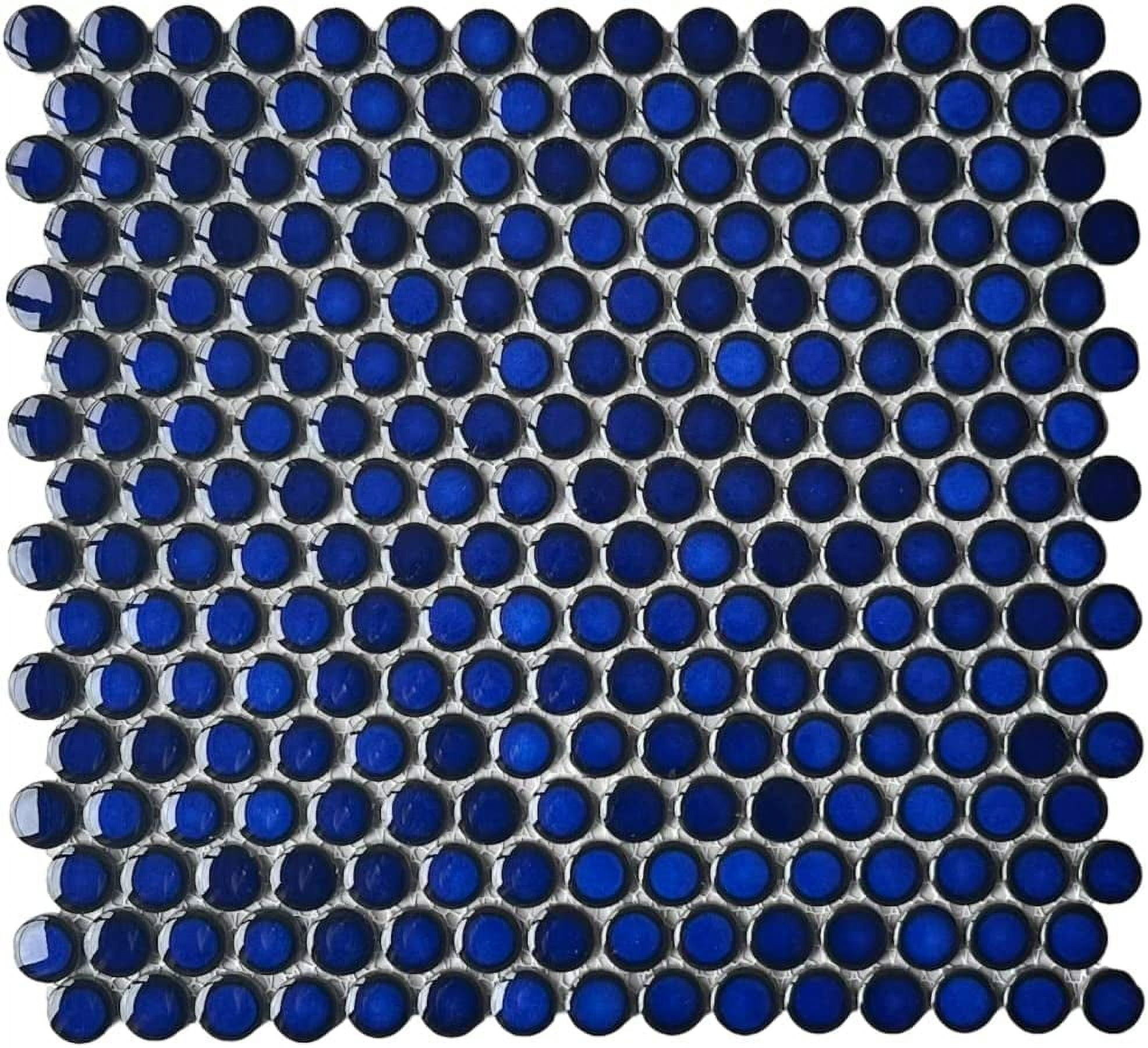 Tenedos Penny Round Cobalt Blue Porcelain Wall Tile Mosaic Shiny Look ...
