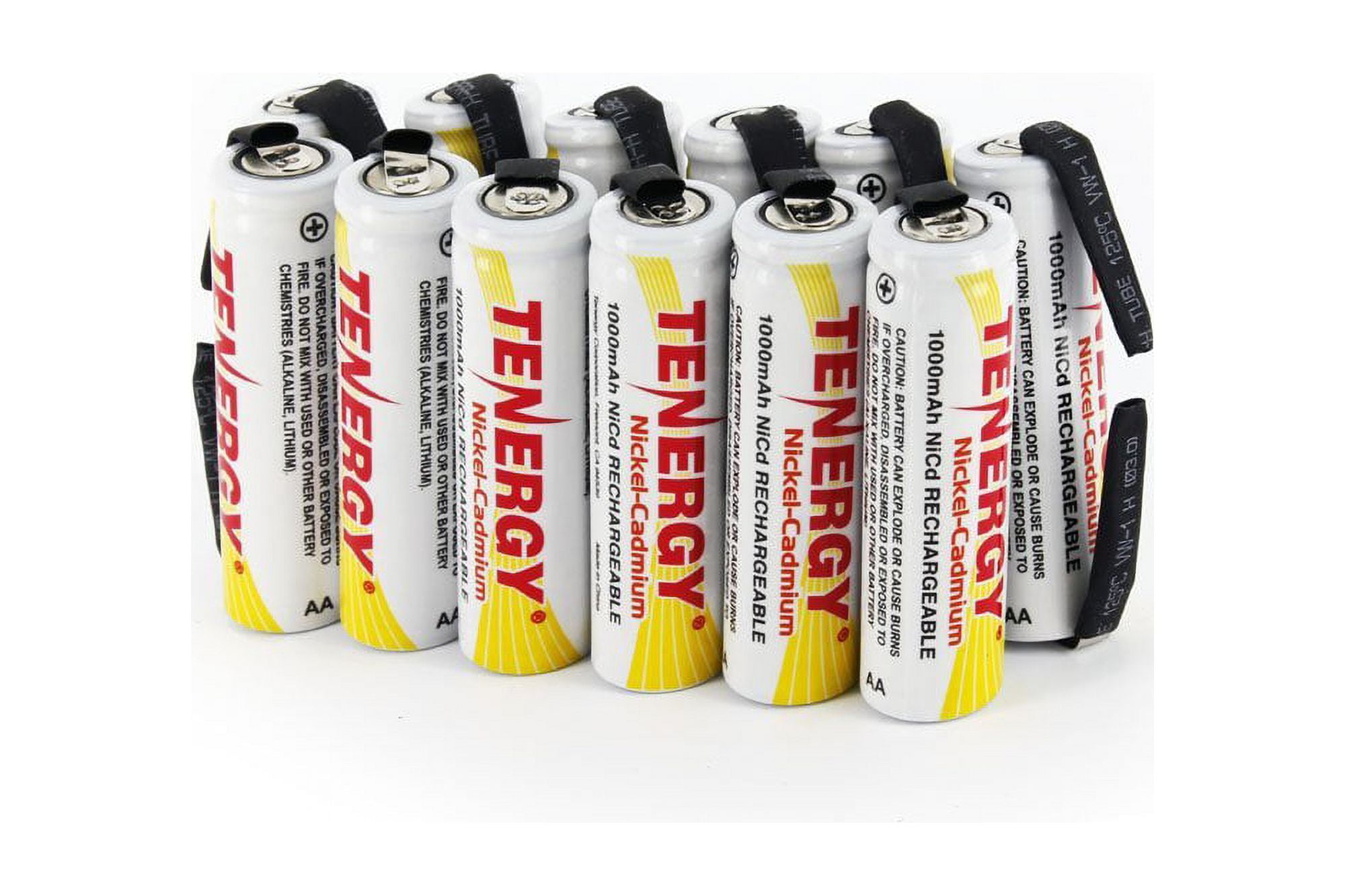 Tenergy AA 1000mAh NiCD Rechargeable Batteries Flat Top with Tabs, 12-Pack - Walmart.com