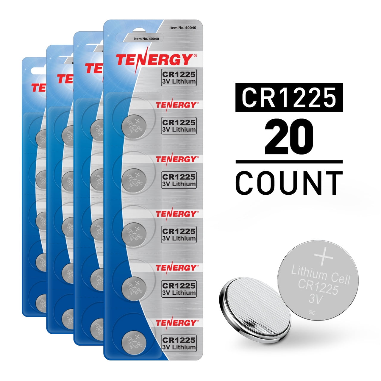 Tenergy CR1225 3V Lithium Button Cells, 20 Pack - Walmart.com