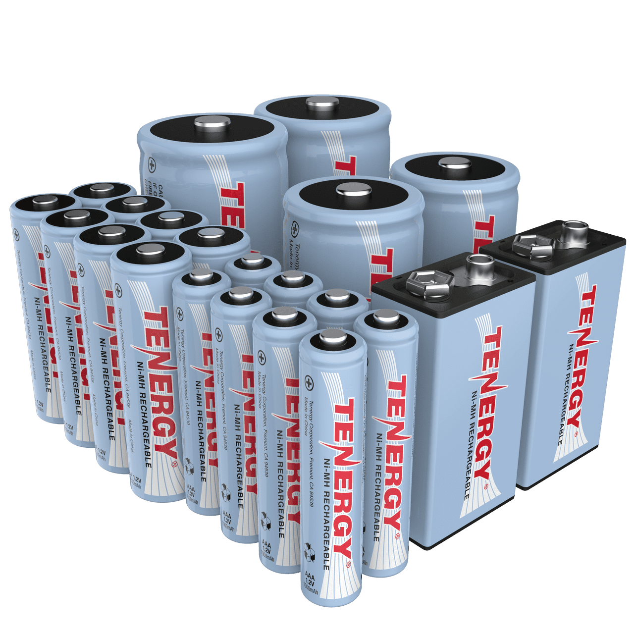 Tenergy NiMH Rechargeable Batteries Combination (8xAA,8xAAA,2xC,2xD ...