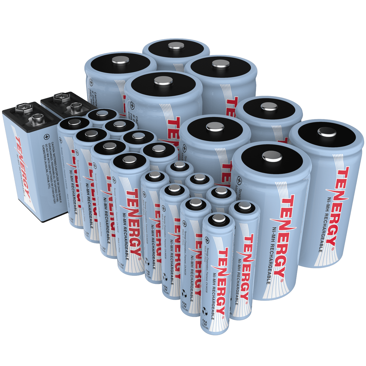 Tenergy NiMH Rechargeable Batteries Combination, (8xAA,8xAAA,4xC,4xD ...