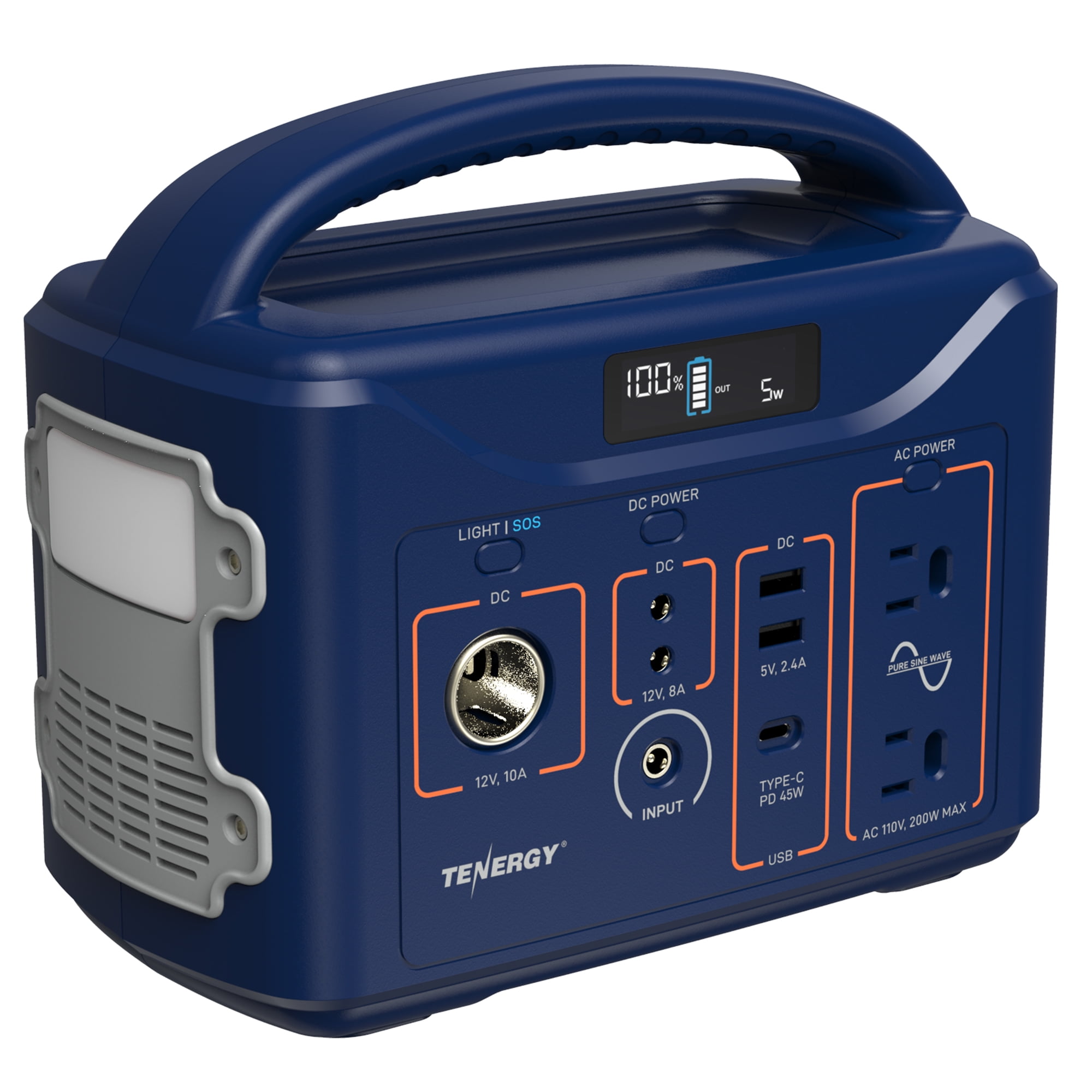 Tenergy Portable Power Station, 300Wh Battery, 110V/200W (Surge 400W ...