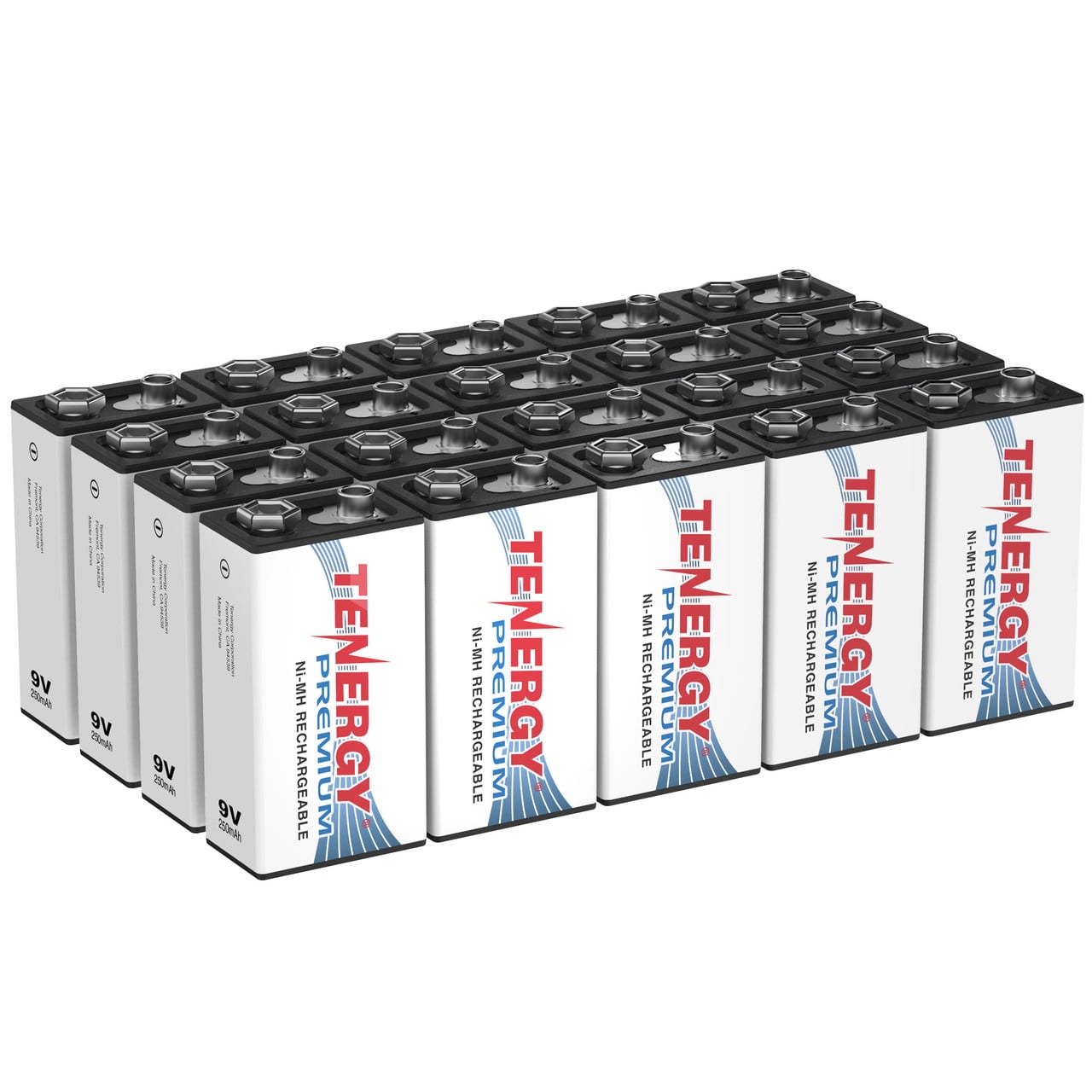 Tenergy Premium 9V Rechargeable Batteries, 250mAh NiMH 9 Volt Battery ...