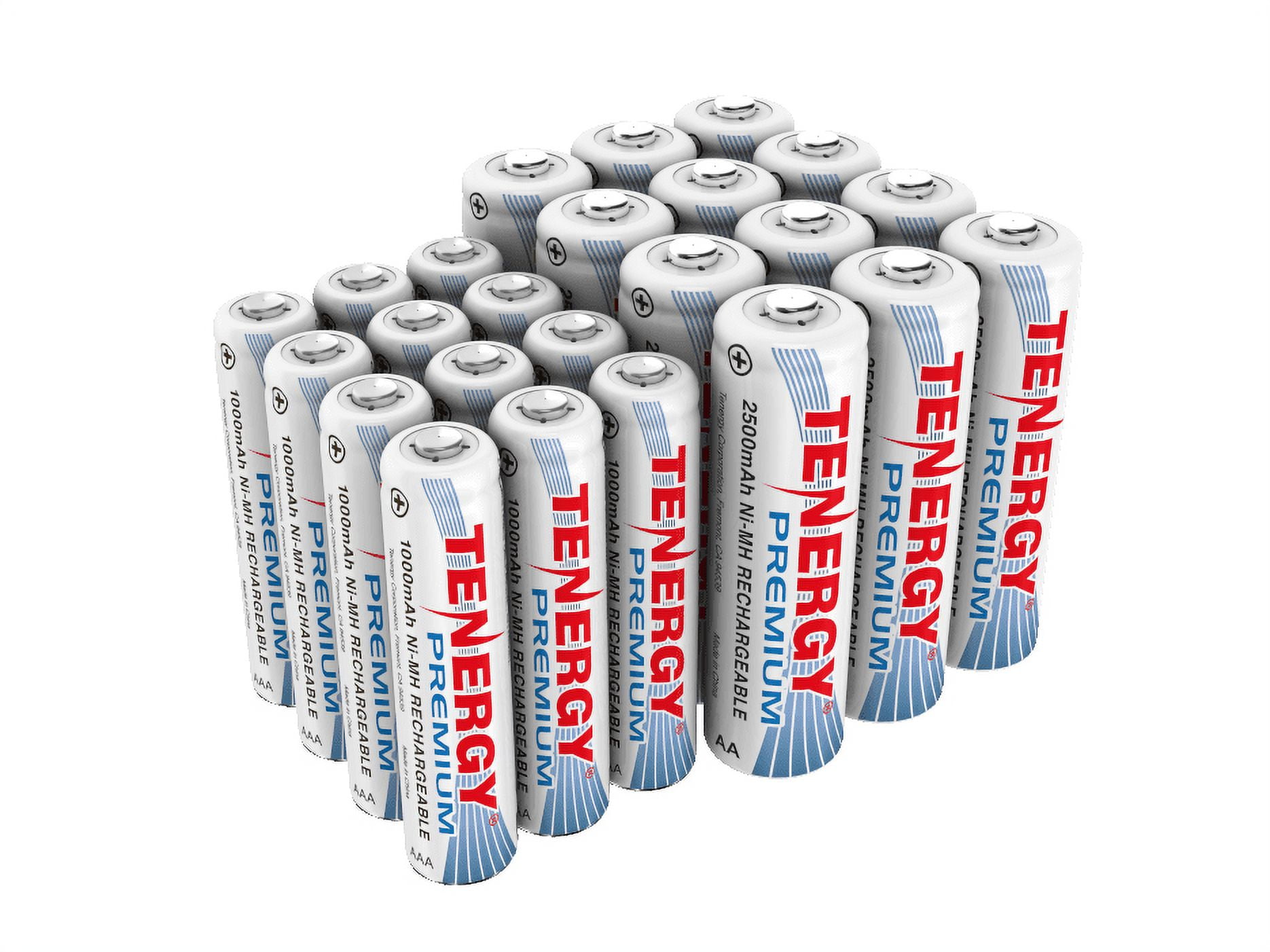 Tenergy Premium AA/AAA NiMH Rechargeable Batteries Combo Size Value ...
