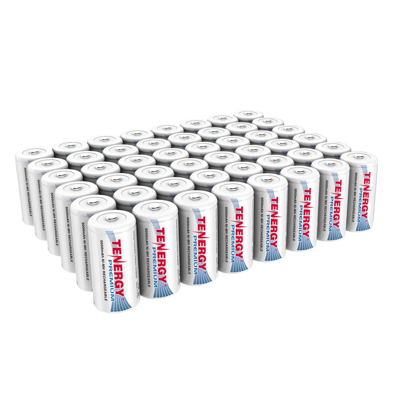 Tenergy Premium C Rechargeable Batteries, 1.2V 5000mAh NiMH Battery, 48 ...