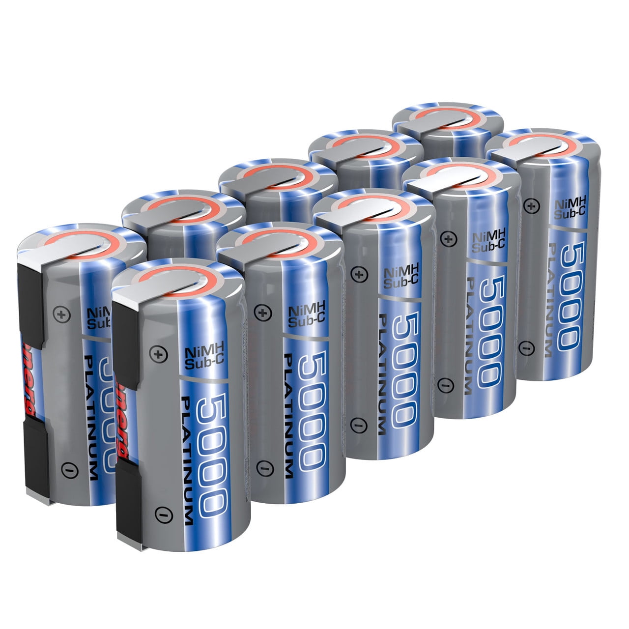 Tenergy SubC Rechargeable Battery, NiMH 5000mAh Flat Top (with Tabs ...