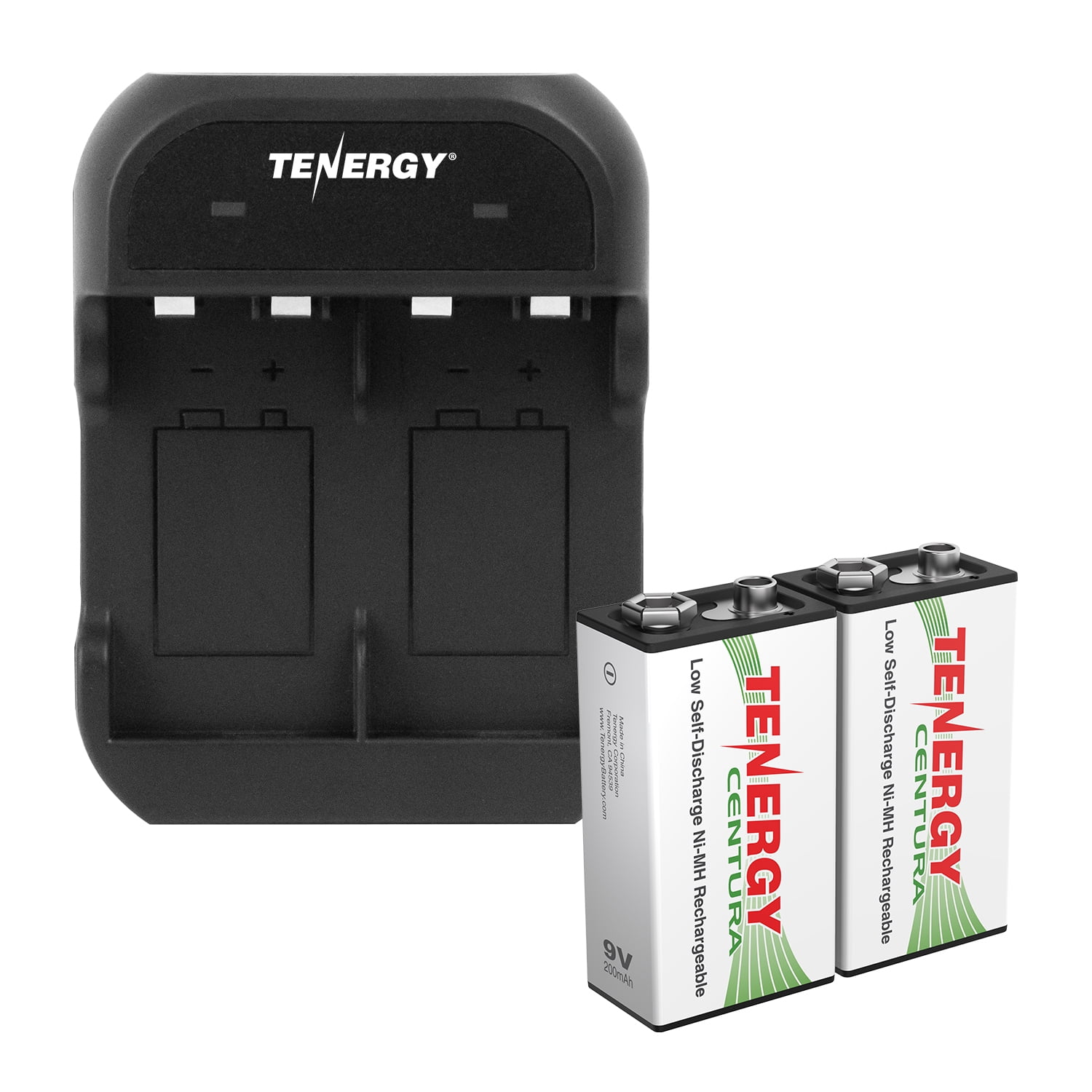 Tenergy TN141 9V Charger + 2 Pack Centura 9V 200mAh (LSD) NiMH ...