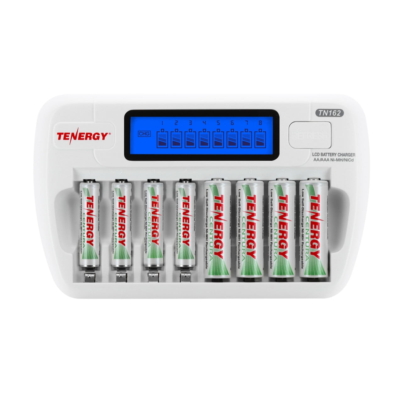 Tenergy TN162 8-Bay Charger And 4 Pack AA With 4 Pack AAA Rechargeable ...