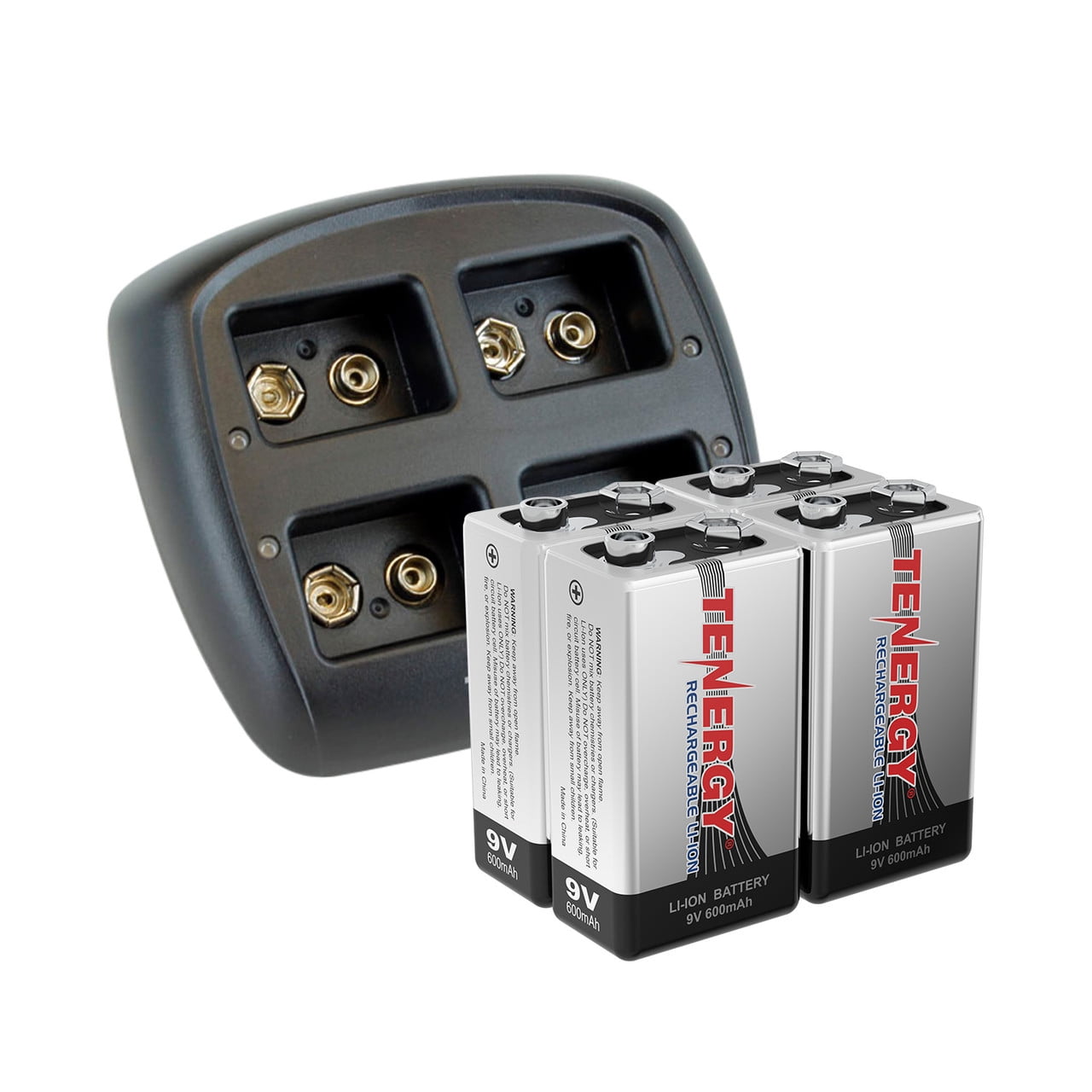 Tenergy TN294 9V Li-ion Battery Charger And 4 Pack 9V Li-ion ...