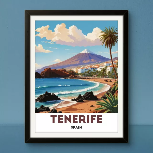 Tenerife Poster - Mount Teide And Coastal Scene Wall Art Print Spain ...
