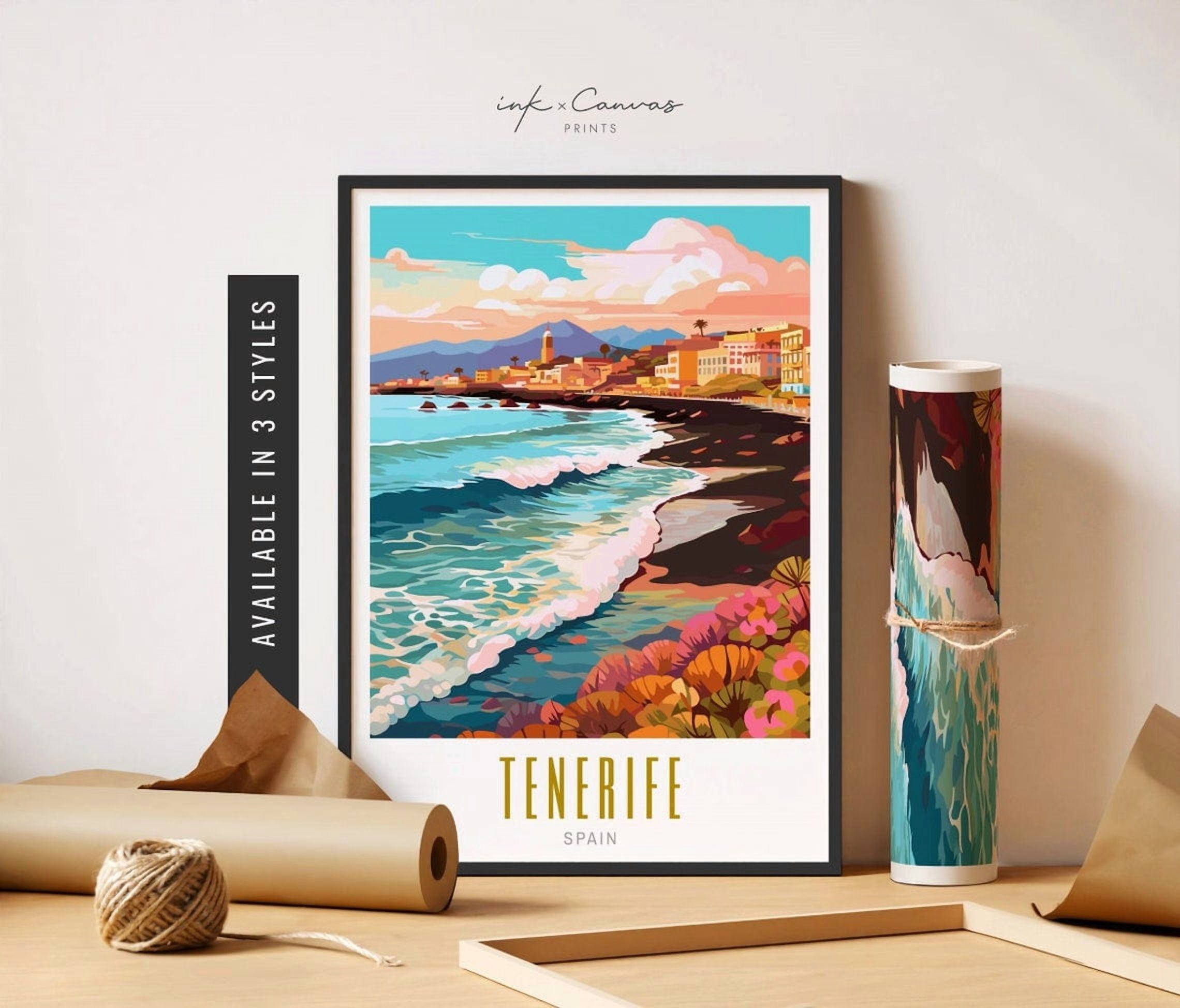 Tenerife Spain Art Playa Jardin Black Sand Beach Tenerife Poster Europe ...