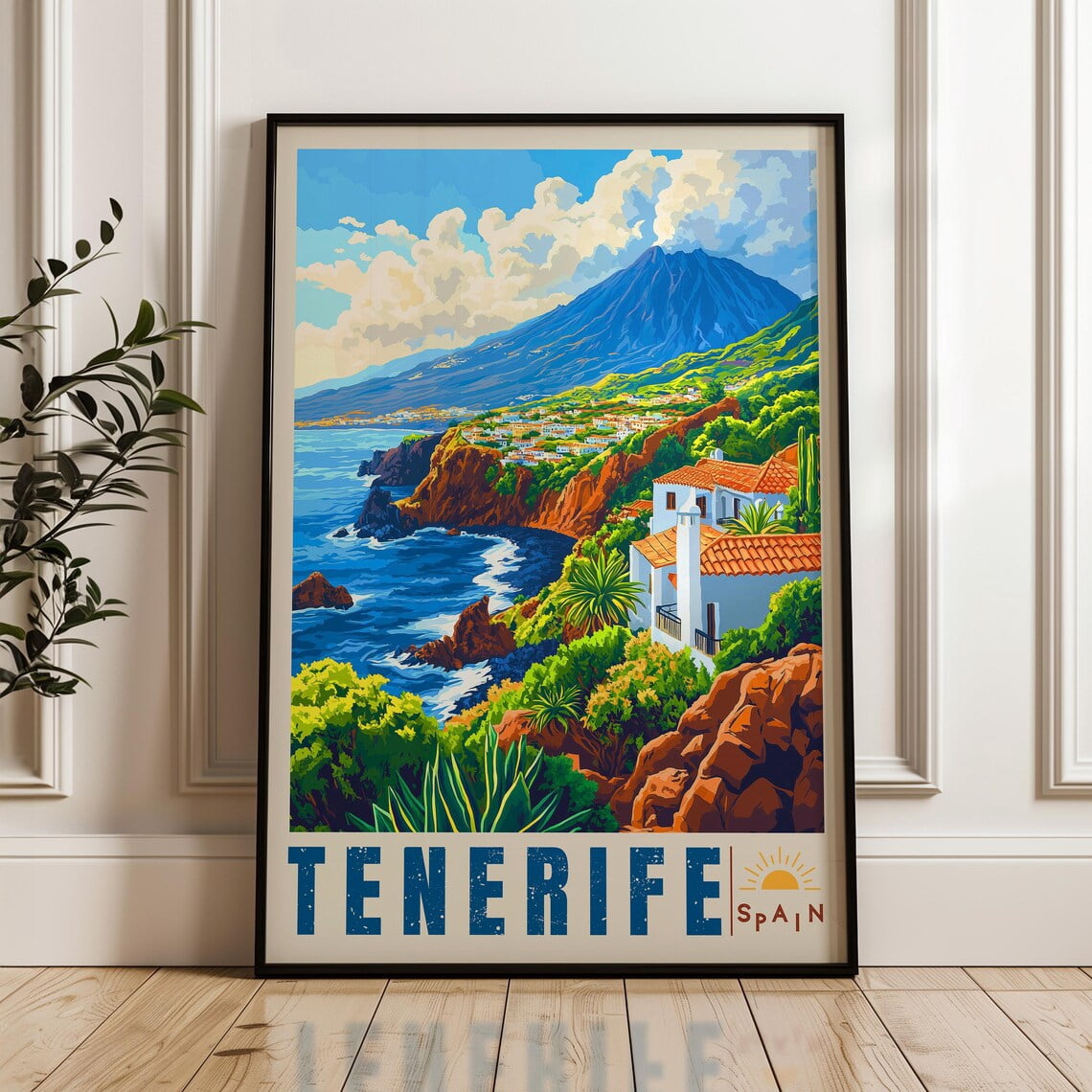 Tenerife Travel Poster - Spain Wall Art Print, Illustration Artwork ...