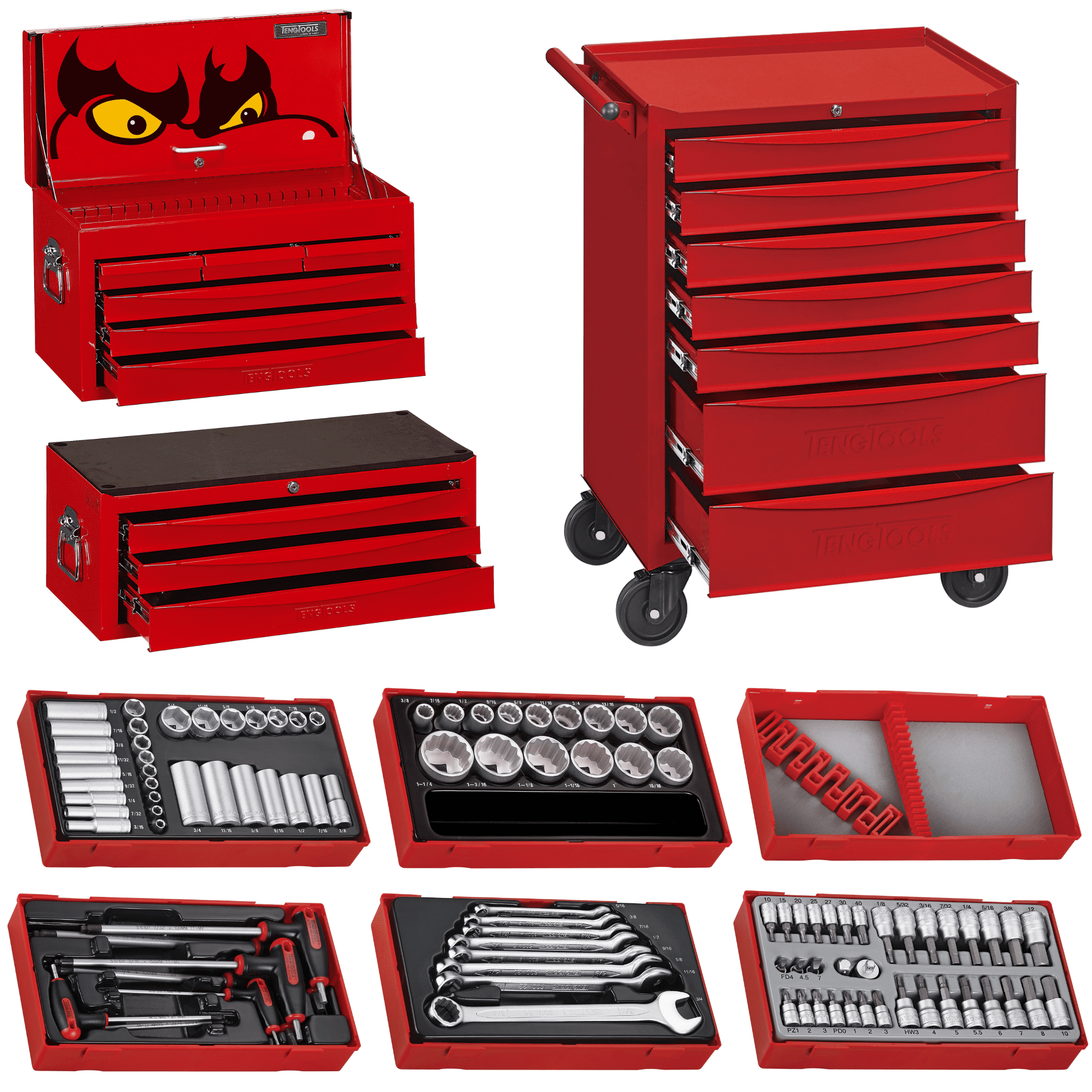 Teng Tools 140 Piece 16 Drawer SAE Series Tool Kit - SERIES140SAESTACK ...
