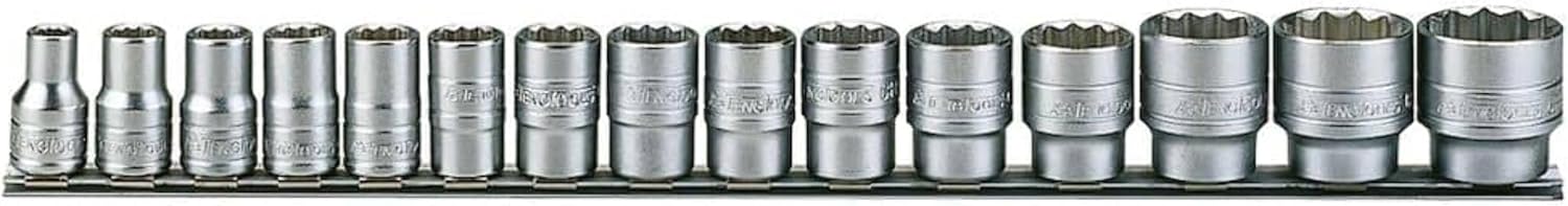 Teng Tools 15 Piece 1/2 Inch Drive Shallow 12 Point SAE Socket Set (3/8 ...