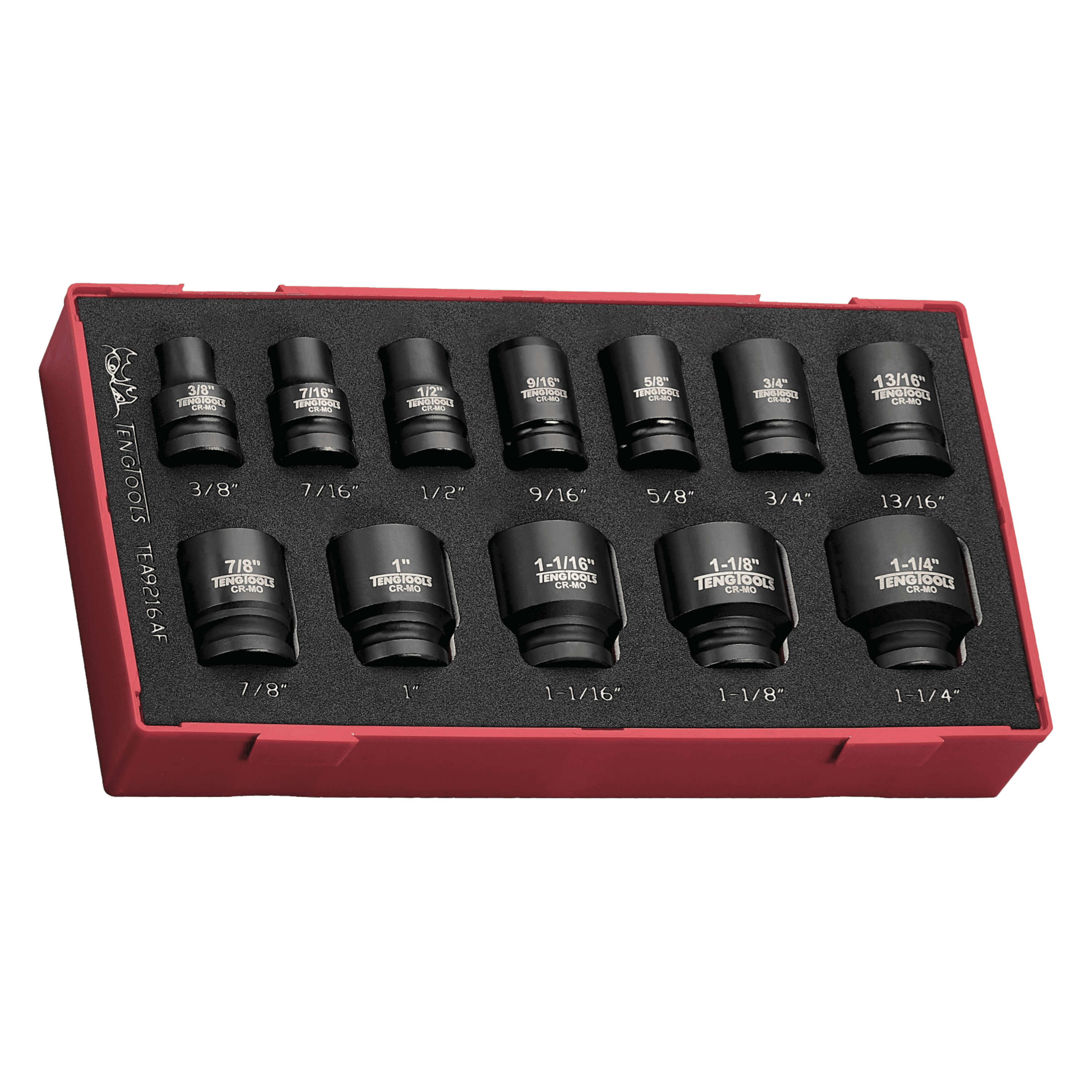 Teng Tools 16 Piece 6 Point SAE Regular / Shallow 1/2 Inch Drive Chrome ...