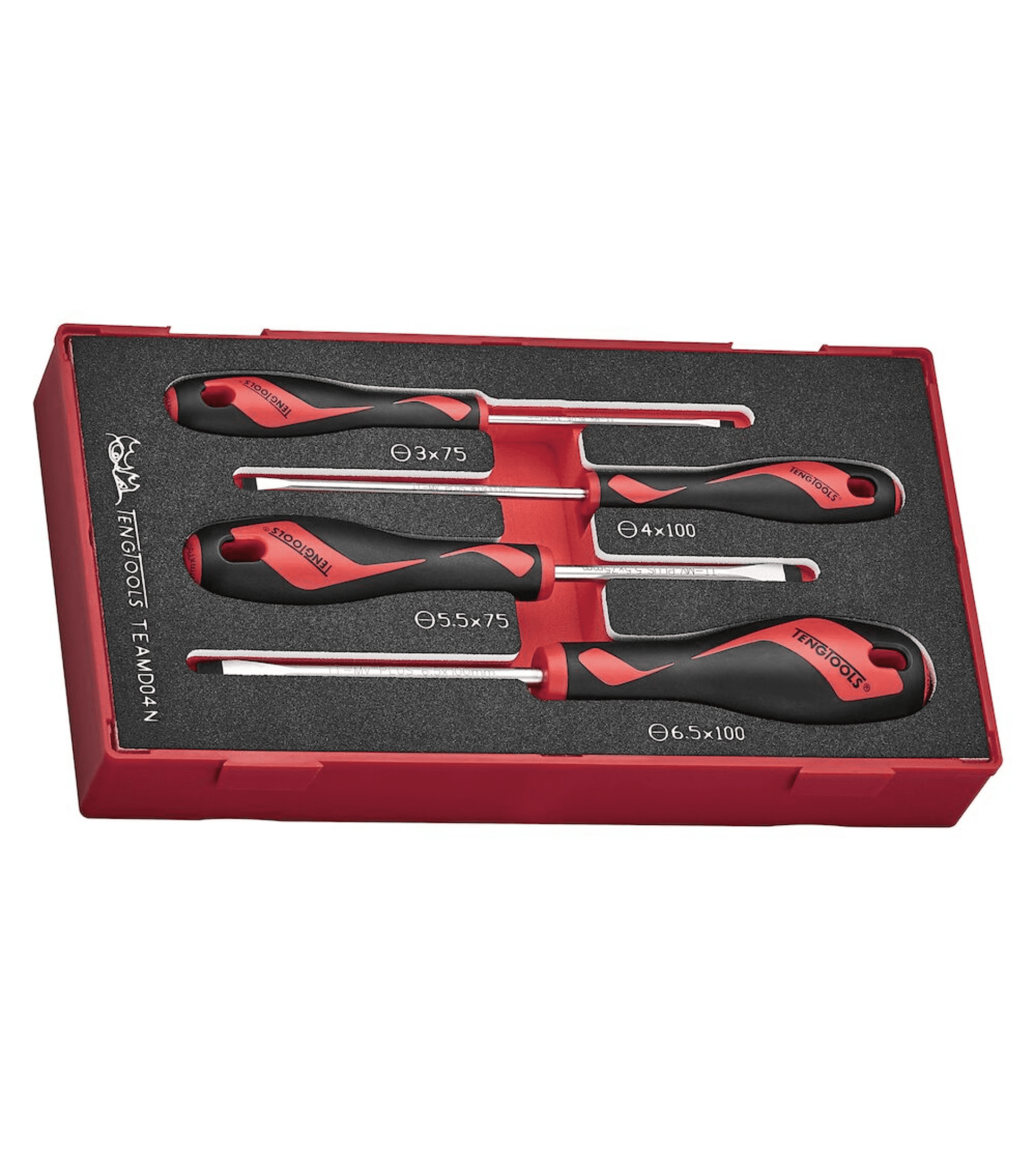 Teng Tools 4 Piece Mixed Size Flat Slotted Tip Head Screwdriver EVA ...