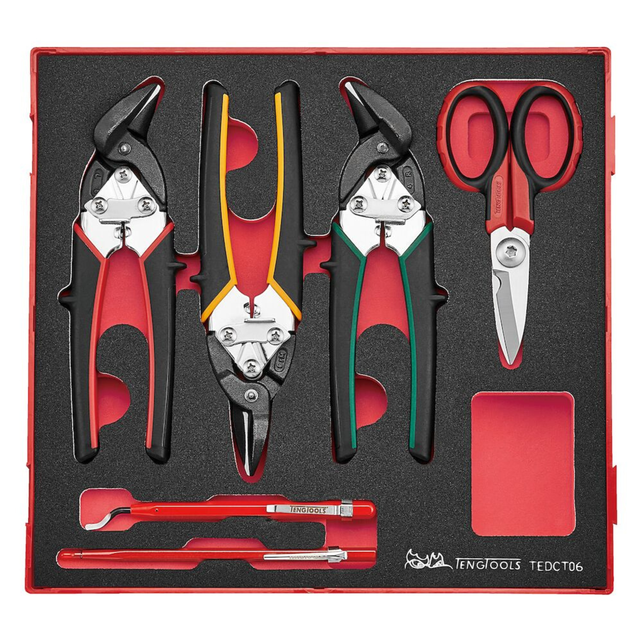 Teng Tools 6 Piece High Leverage Mini Tin Snip, Scissor, Scriber ...
