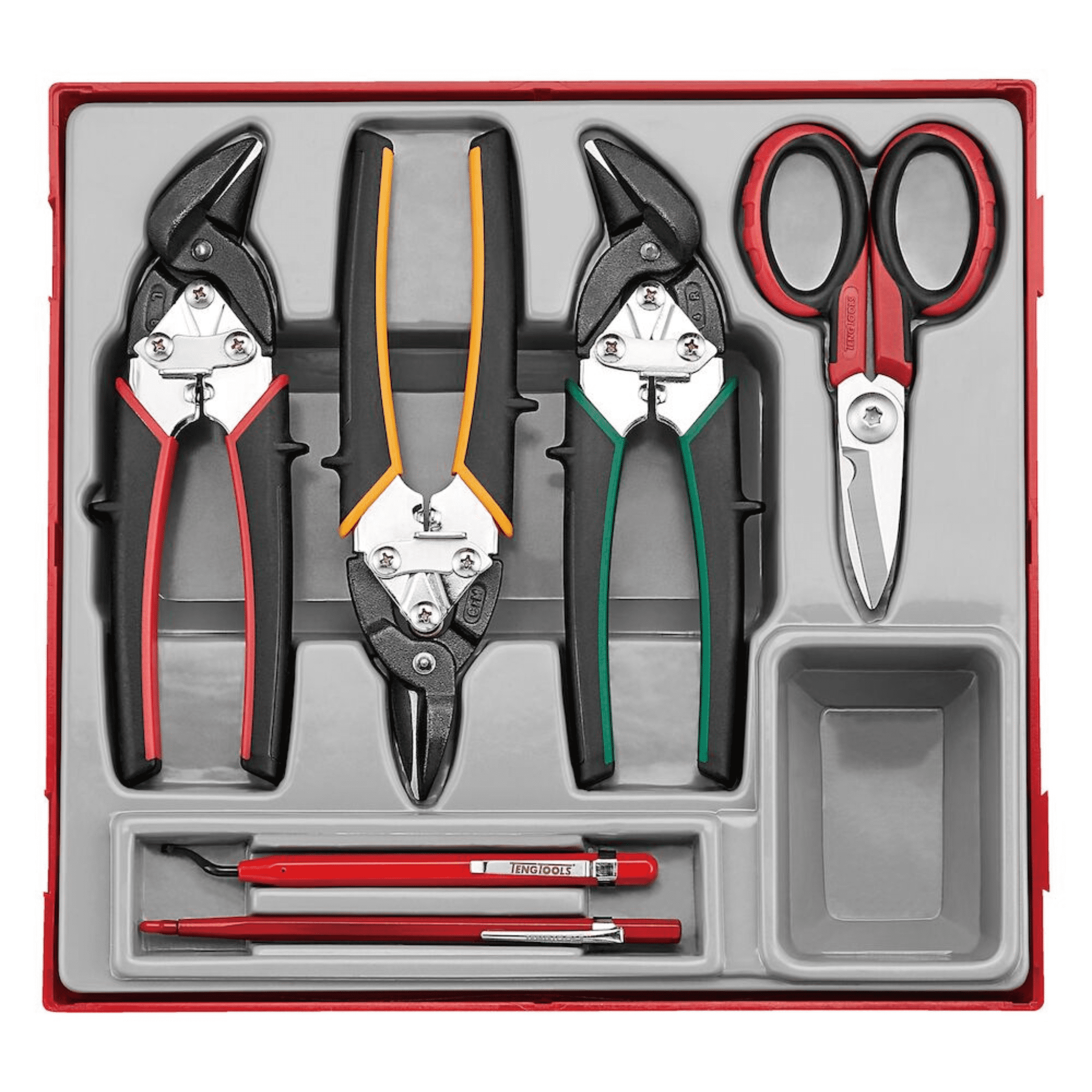 Teng Tools 6 Piece High Leverage Mini Tin Snip, Scissor, Scriber ...